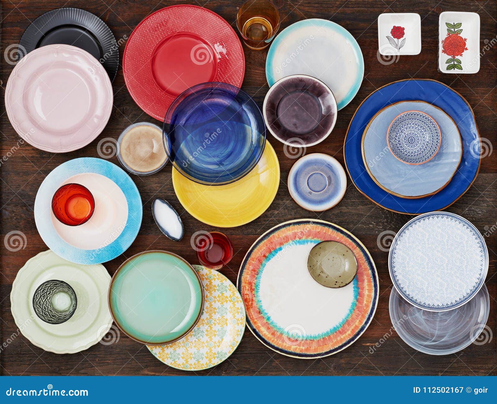 Plates Variation from Above Stock Image - Image of dinner, color: 112502167