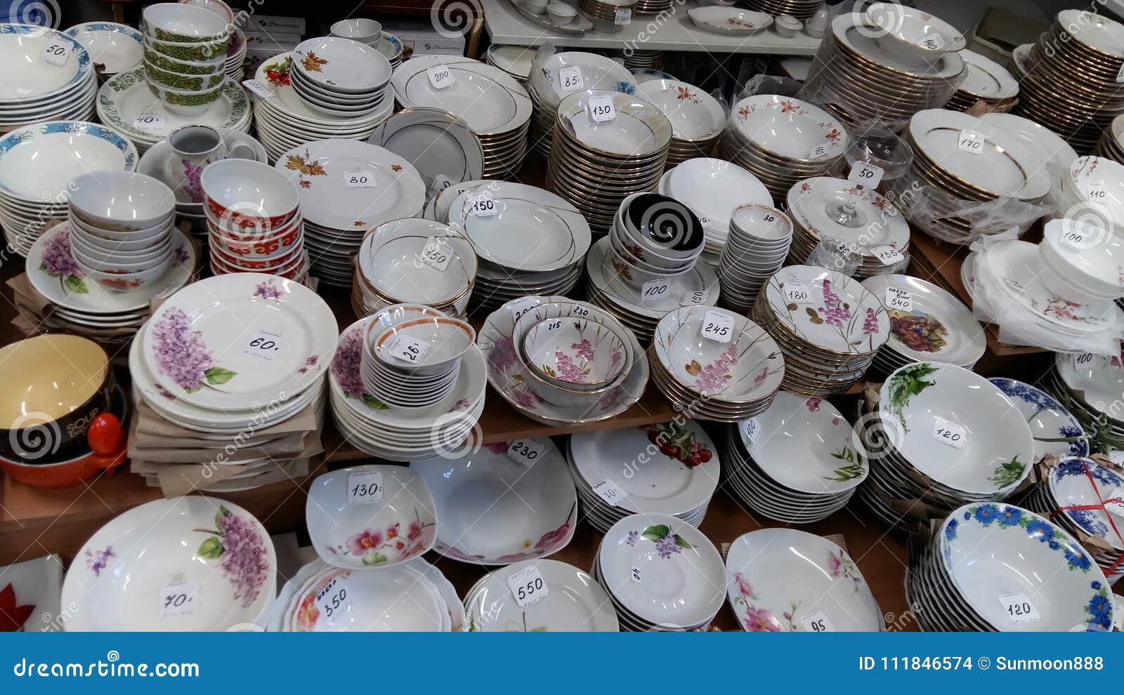 Plates of various shapes editorial stock image. Image of traditional ...