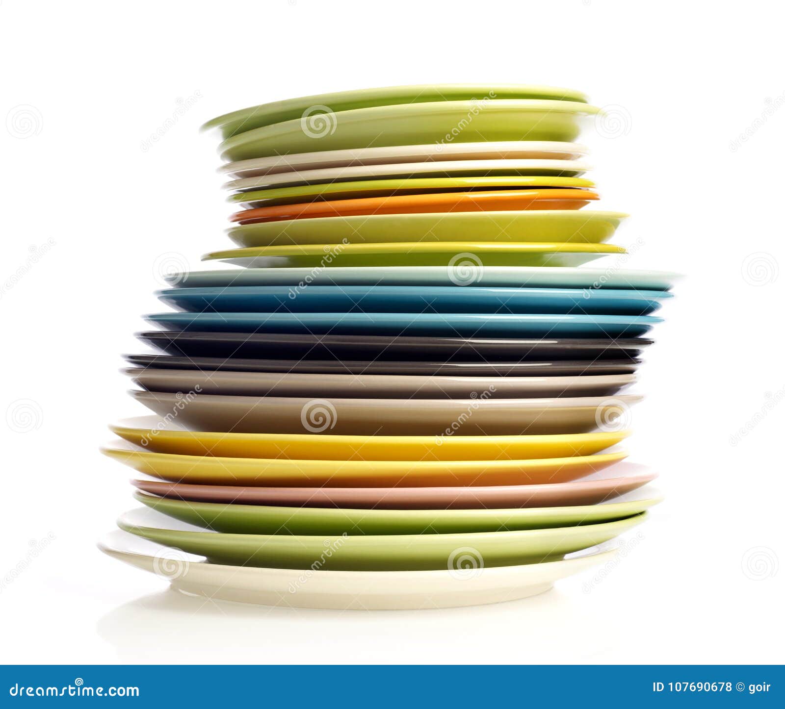 Plates on white stock photo. Image of colored, life - 107690678