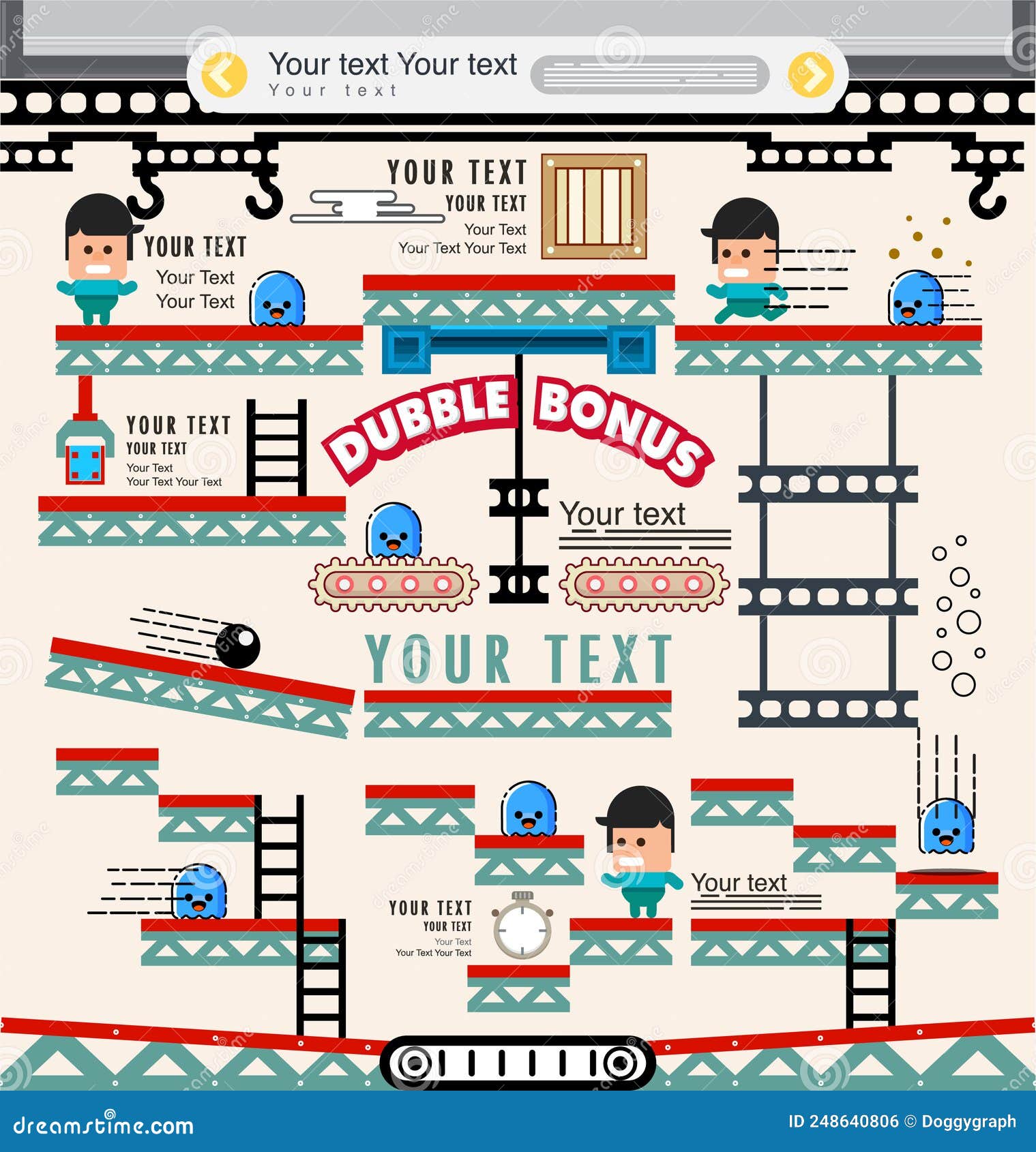 Platform and Arcade Game Design Screen Manufacturing in Factory, Vector ...