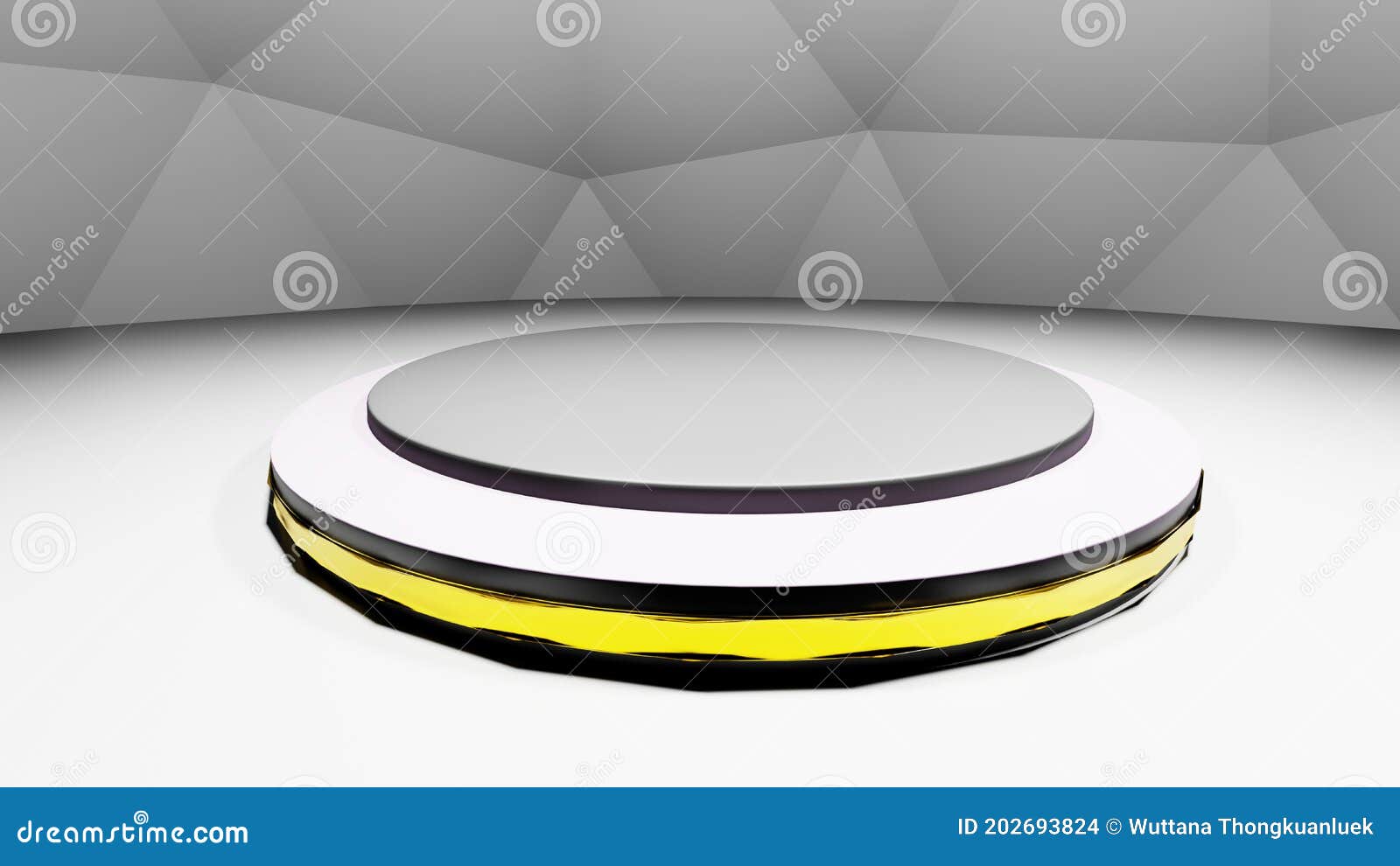 Platform 3d Rendering Abstract White Gold Edge Rendering Stock ...