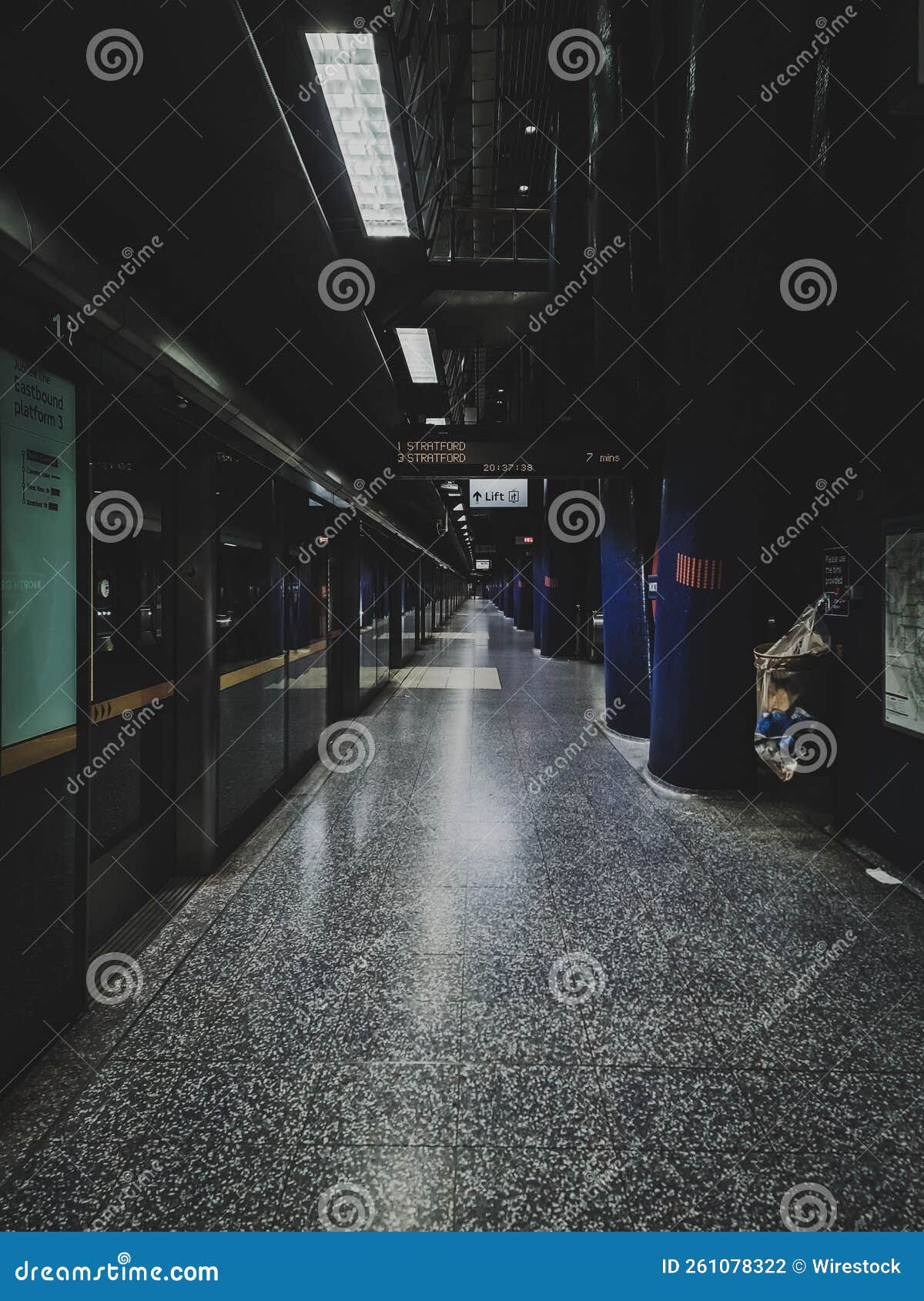 Platform Edge Doors and Signs at a Dark Underground Station in the ...