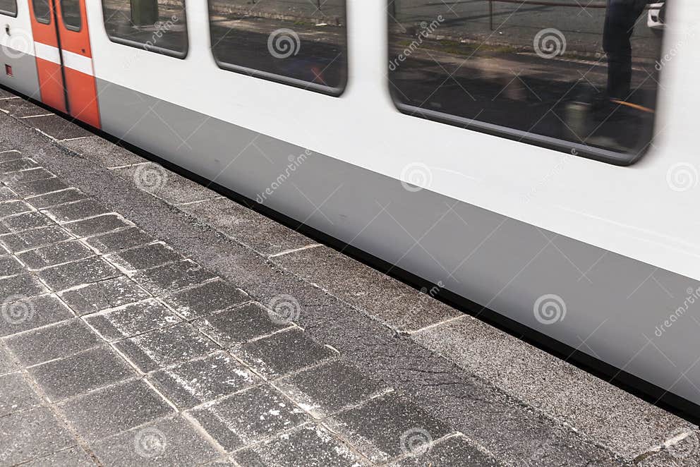 Platform Edge with Passing Train Stock Image - Image of railway, rail ...