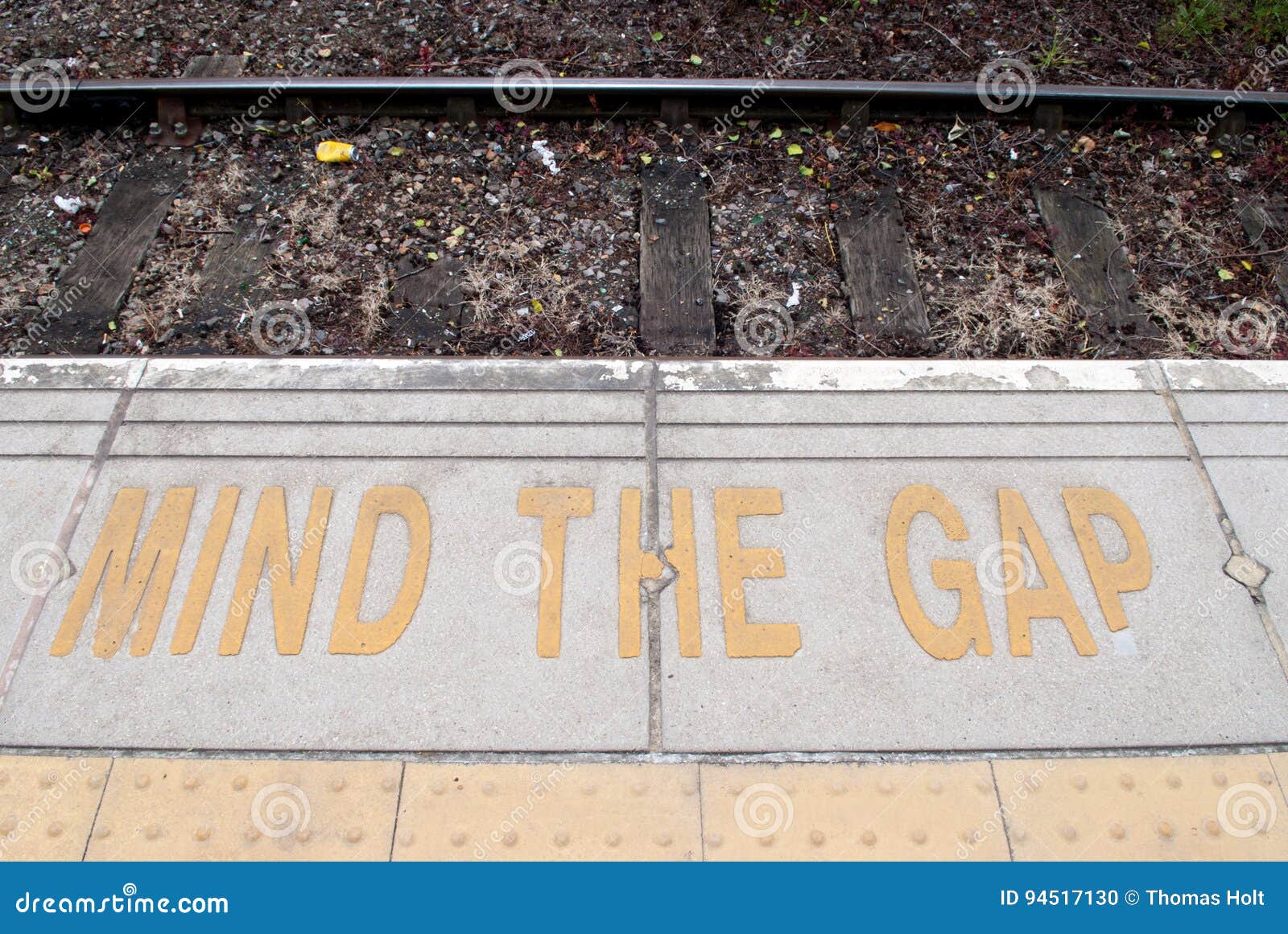 Platform Edge at the Train Station with Safety Warning Stock Photo ...