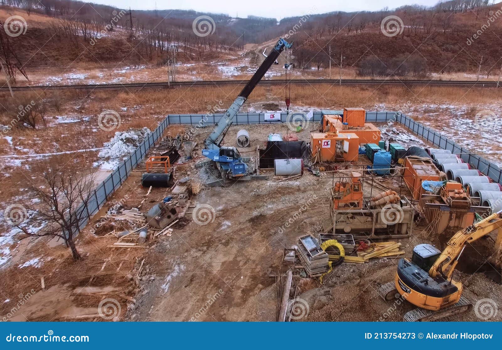 A Platform with Equipment for Pipeline Operations. Pipe Penetration ...