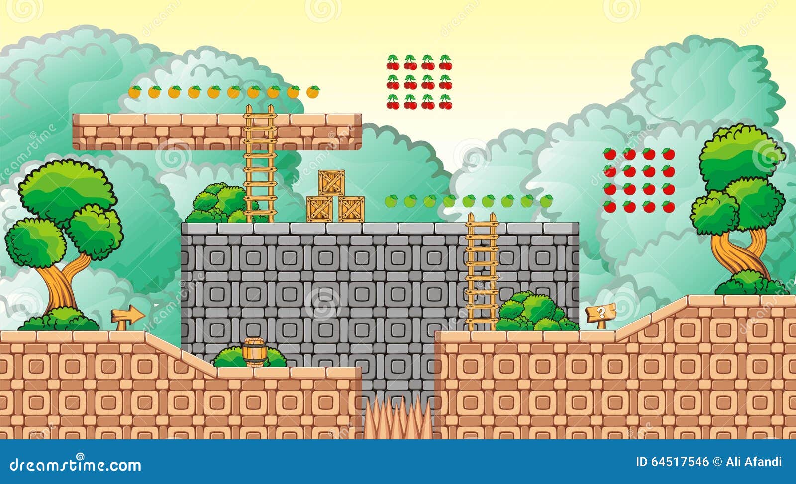 Set Of 2d Tileset For Creating Video Game With Medieval Castle ...