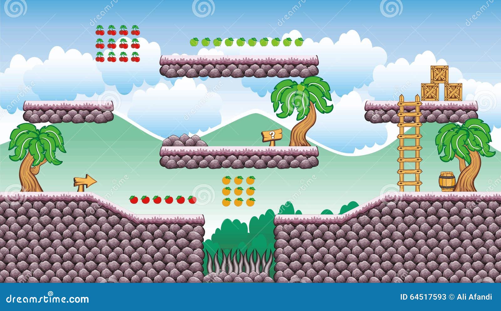 Platform Game Tileset 19 Stock Image | CartoonDealer.com #64517593