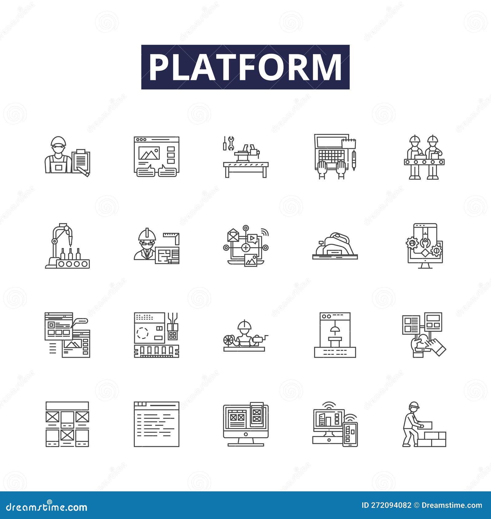 Platform Line Vector Icons and Signs. Technology, Interface, Network ...