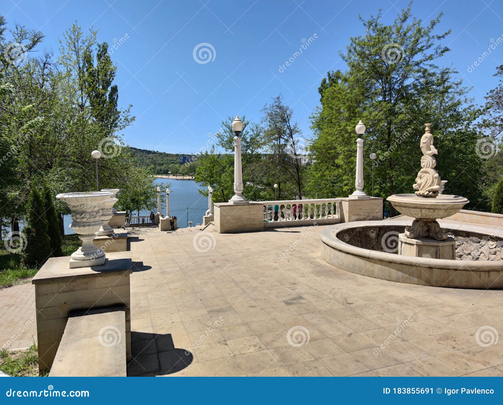 The Platform is Made of White Stone. Railing Stock Image - Image of ...