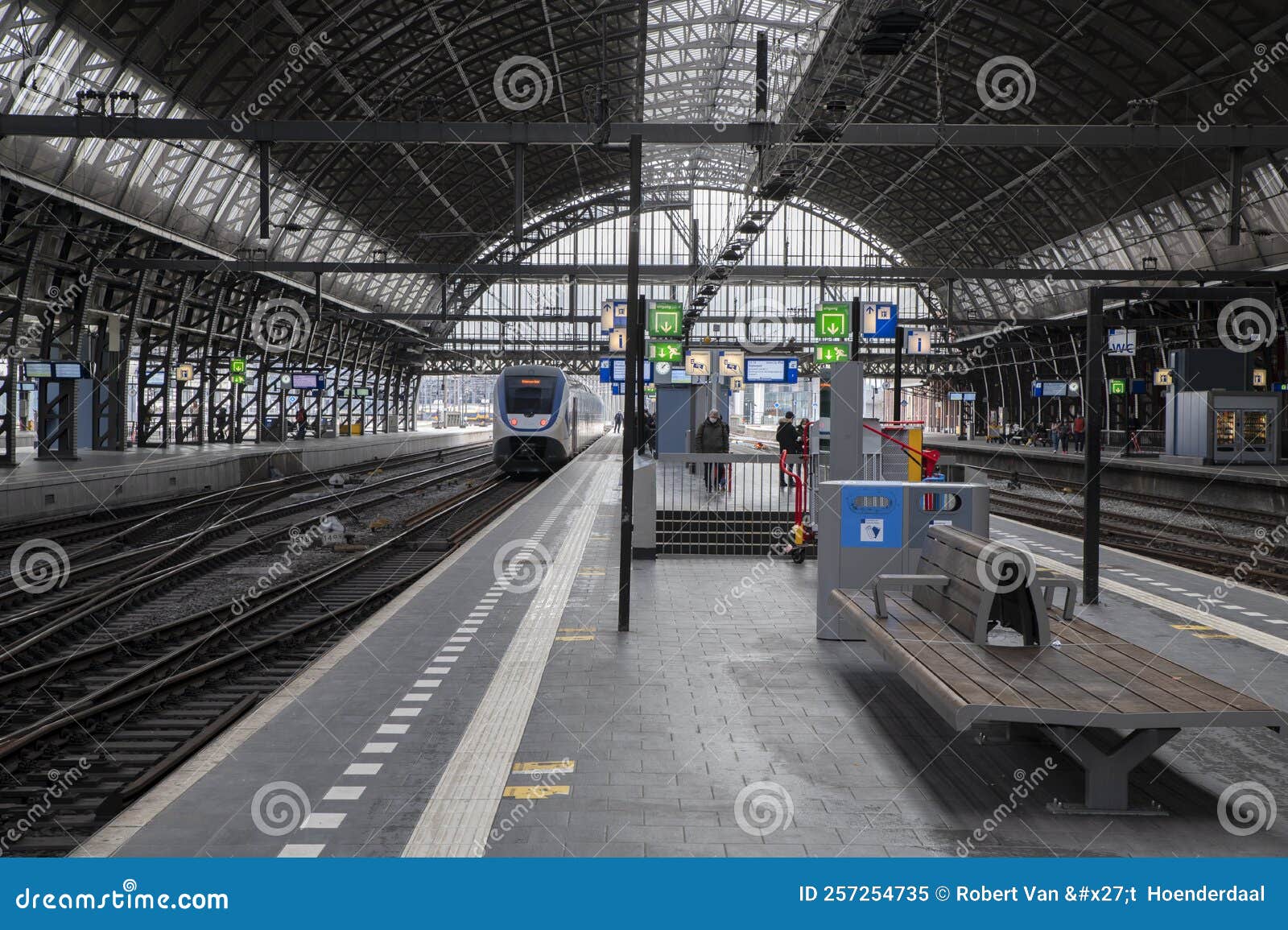 Platform in the Middle in the Central Train Station at Amsterdam the ...