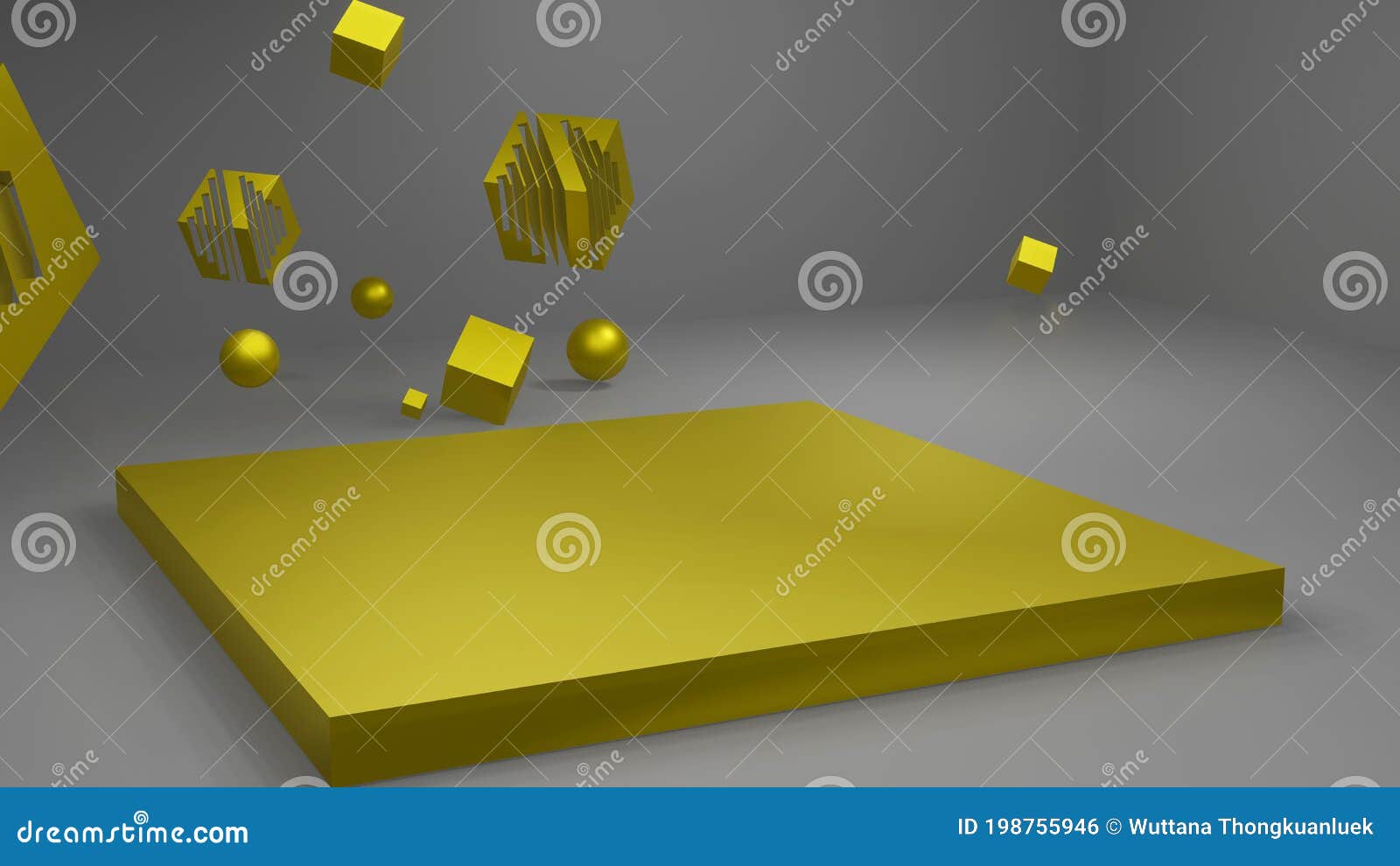 Platform Mockup 3d Rendering Gold Abstract Stock Illustration ...