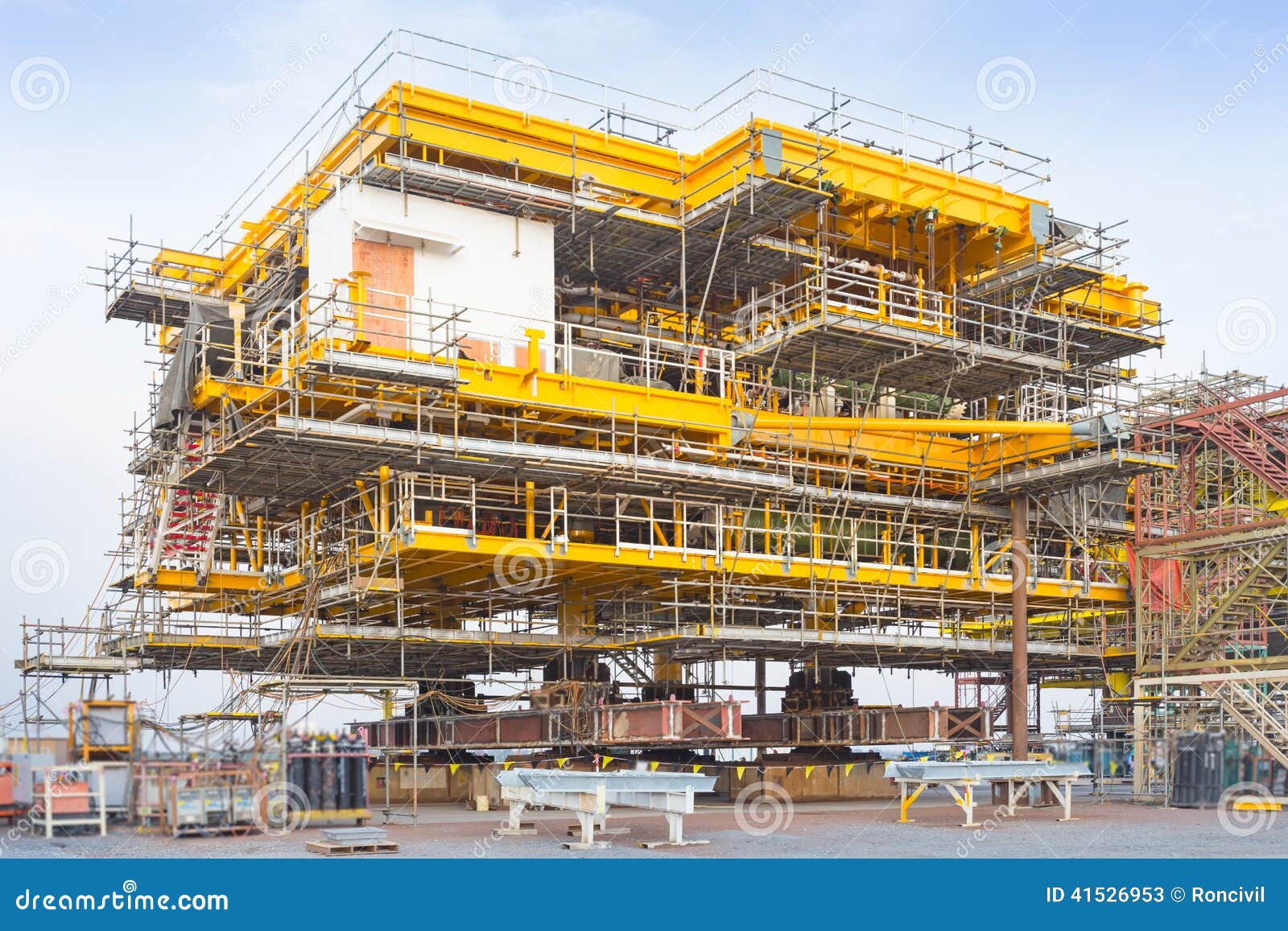 Fabrication Oil Rig Platform Of Construction Industry, Silhouette Of ...