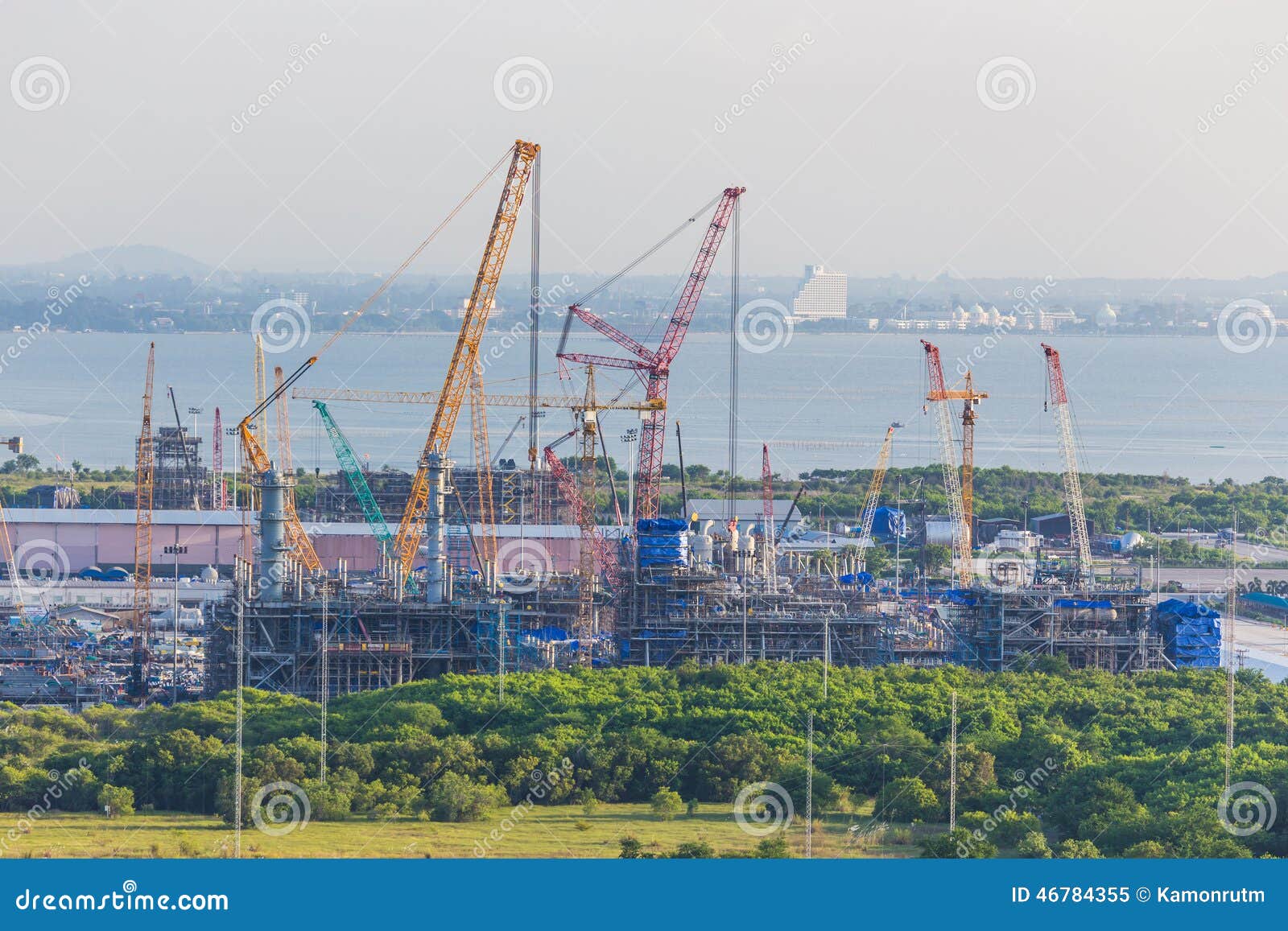 Fabrication Oil Rig Platform Of Construction Industry, Silhouette Of ...