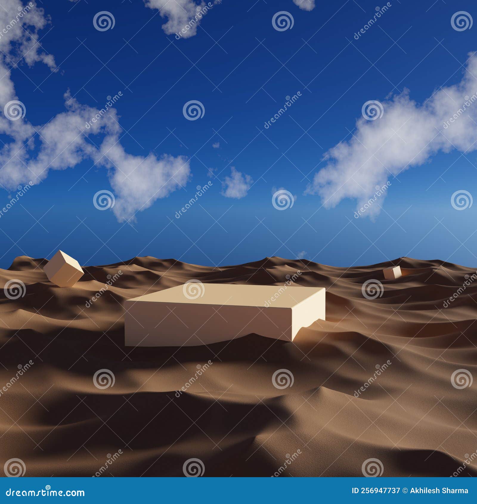 Platform / Podium in the Desert for Product Mockups - 3D Illustration ...