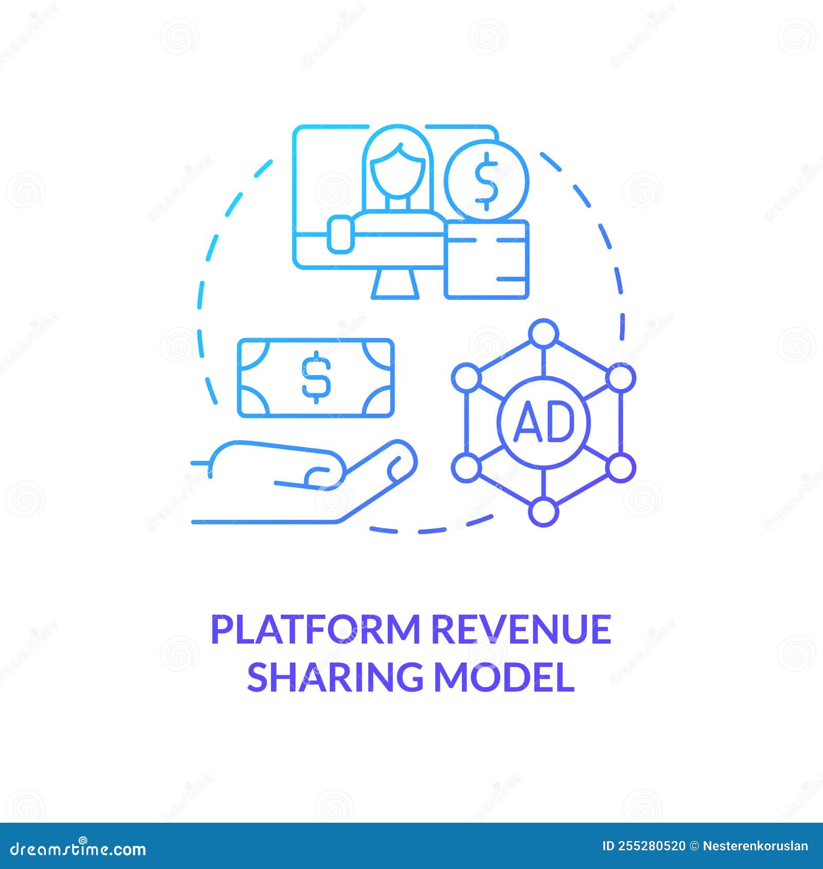 Platform Revenue Sharing Model Blue Gradient Concept Icon Stock ...