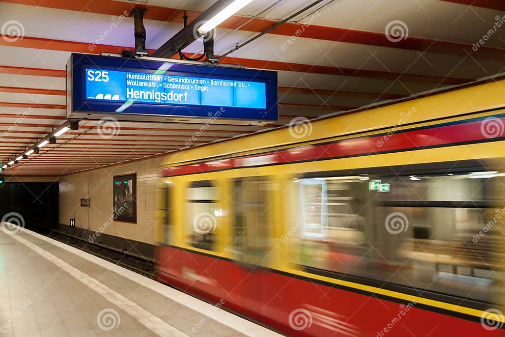 Platform Screen with Train in Berlin Stock Photo - Image of modern ...