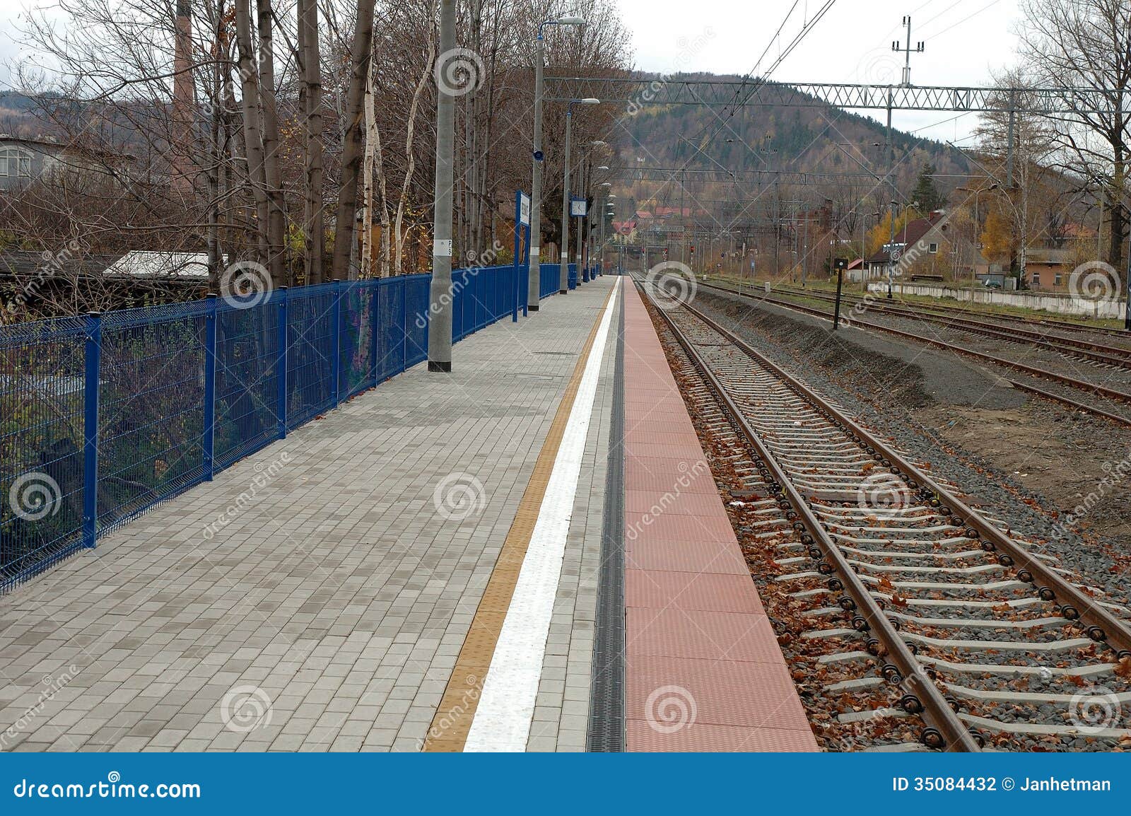 Platform on Small Railway Station Stock Photo - Image of lantern ...