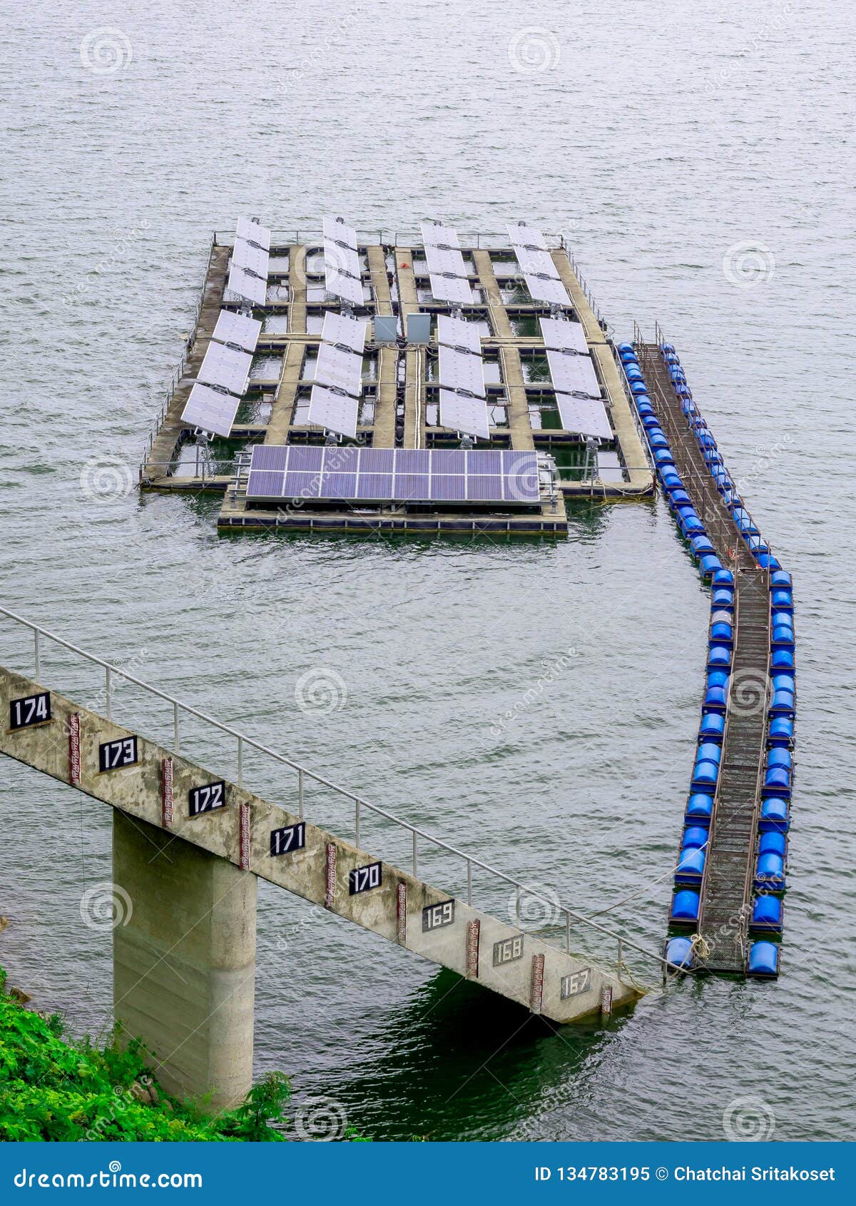 Platform for Solarcell, Panel Floating on the Water Stock Image - Image ...