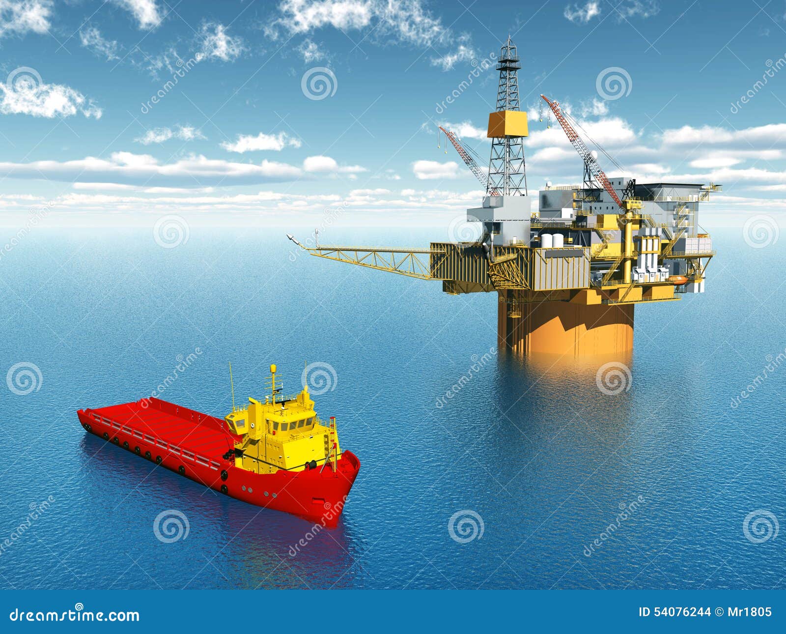 Platform Supply Vessel and Oil Platform Stock Illustration ...