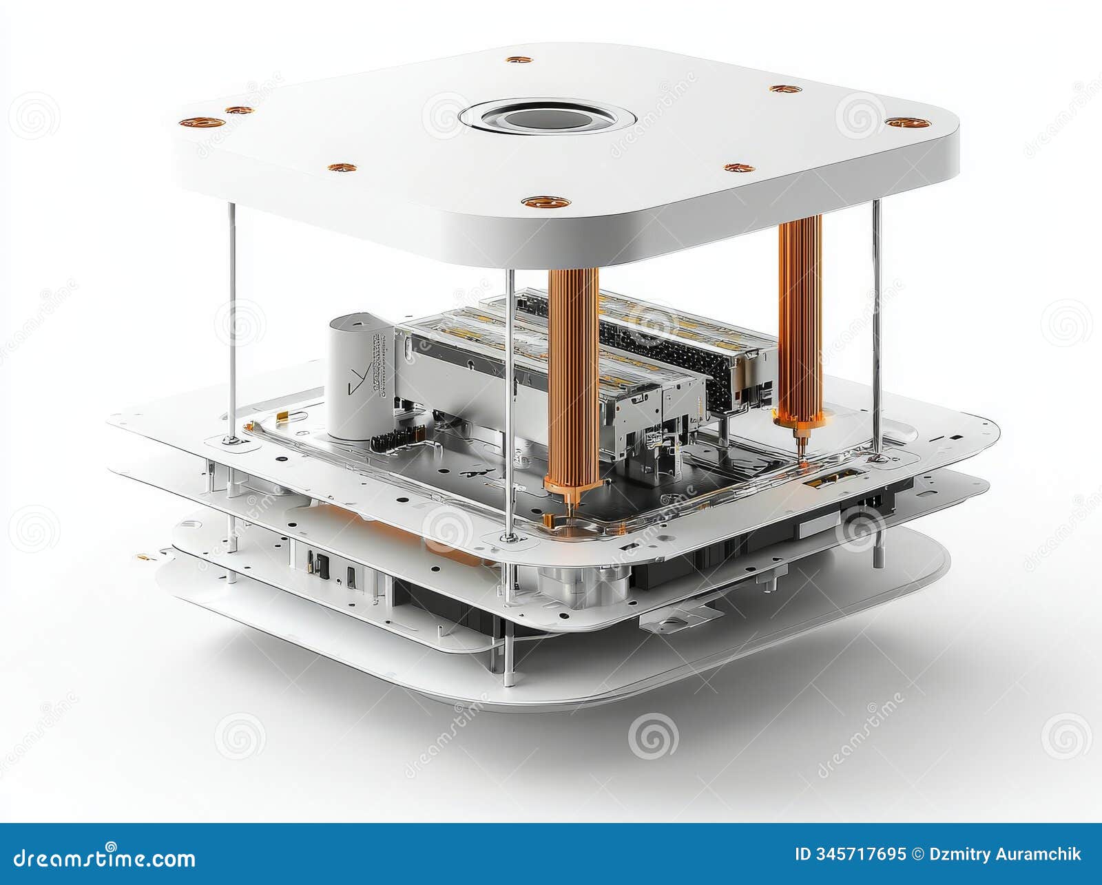 On a Platform, There is an Electric Car with a Battery Cell Module Pack ...
