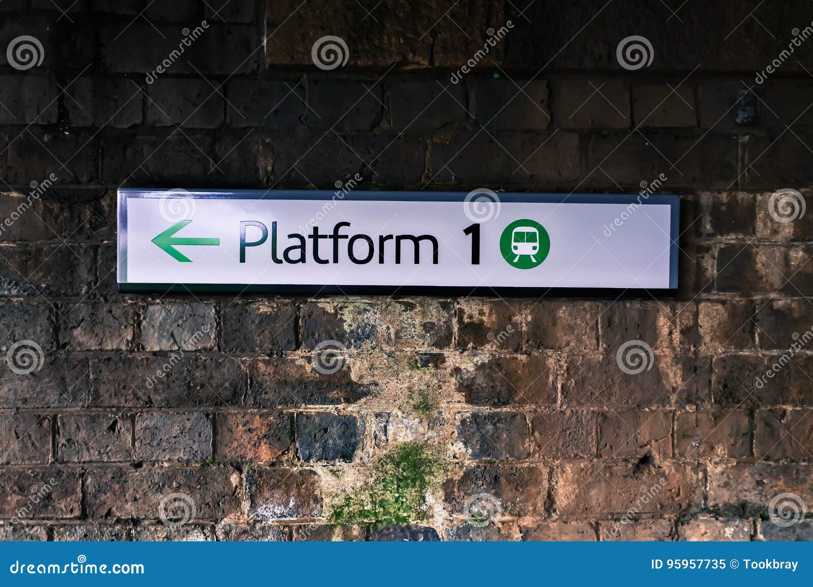 Platform 1 Train Station Direction Sign Stock Image - Image of cloud ...