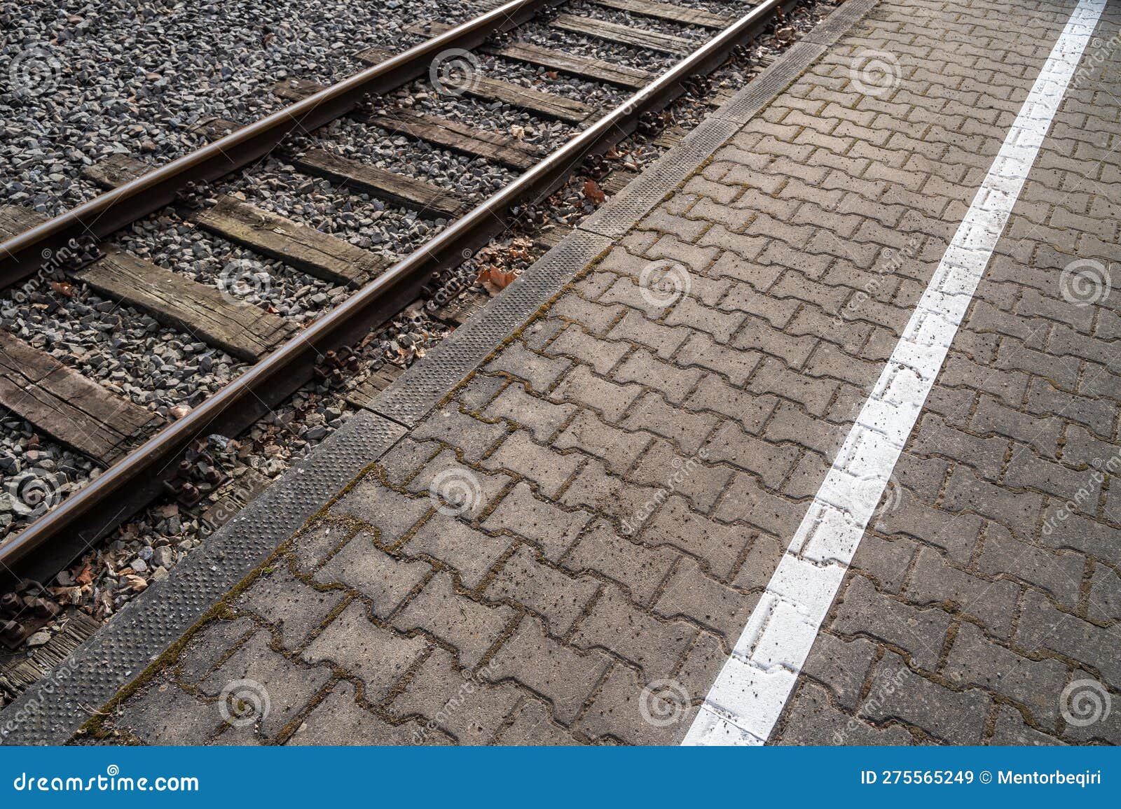 Platform of a Train Station with Rails Stock Image - Image of pavement ...