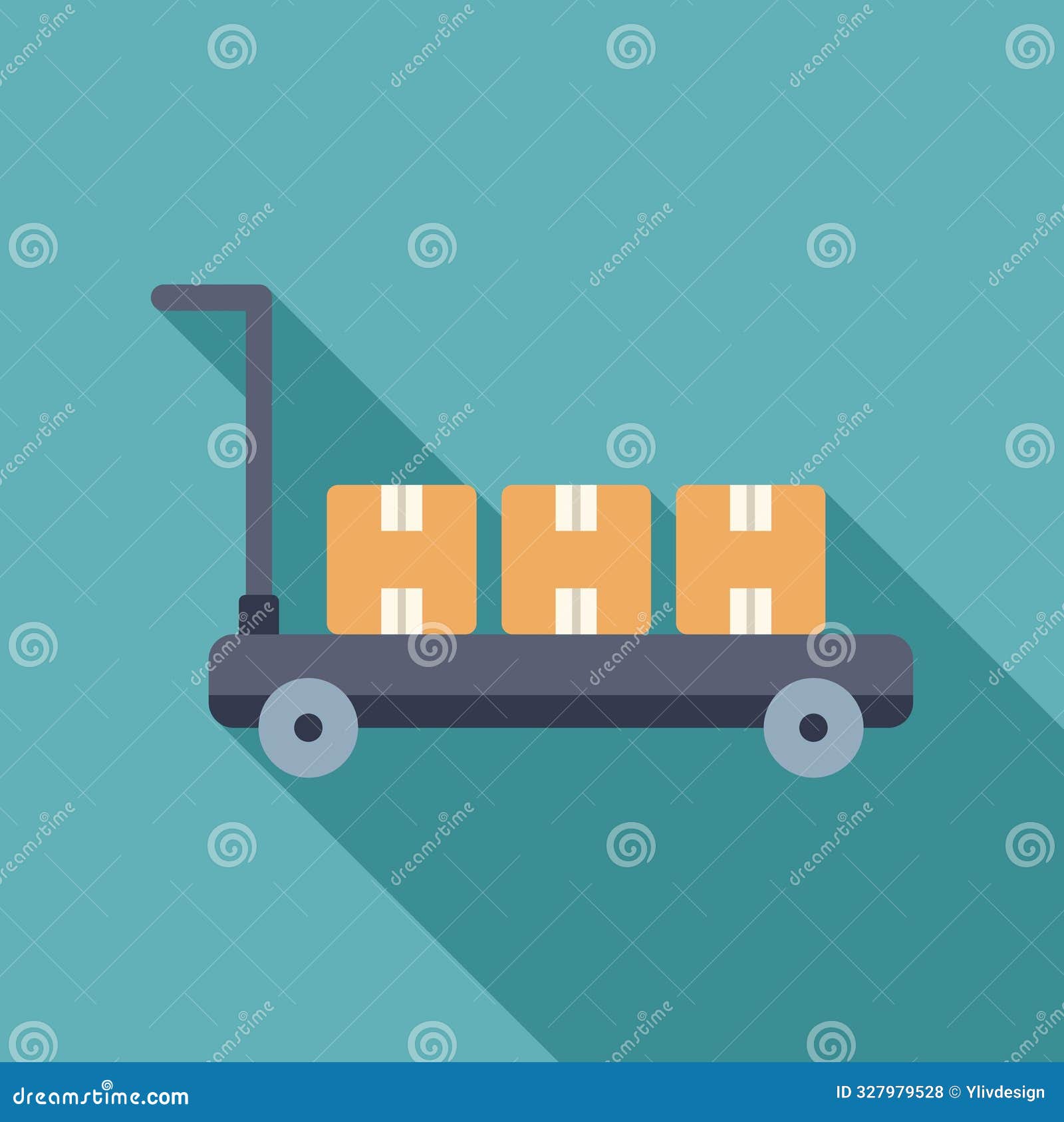 Platform Trolley Carrying Cardboard Boxes in Flat Design Stock Vector ...