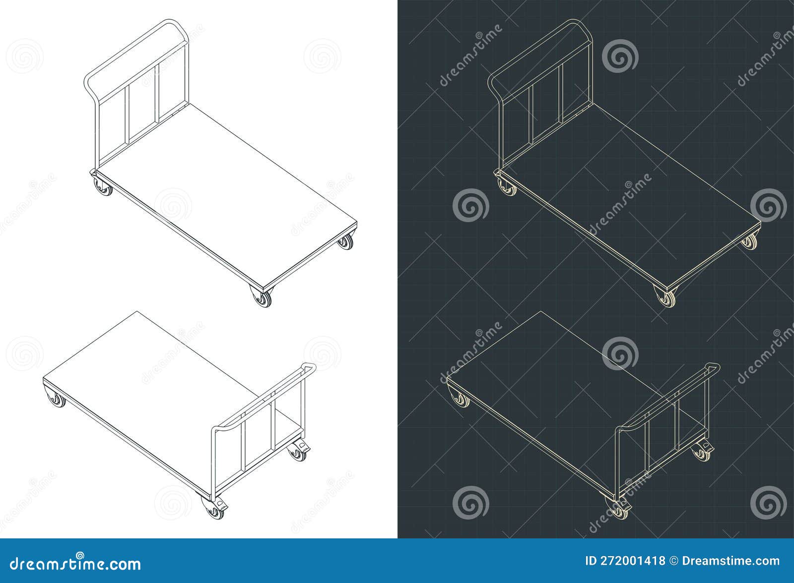 Platform Trolley Isometric Blueprints Stock Vector - Illustration of ...