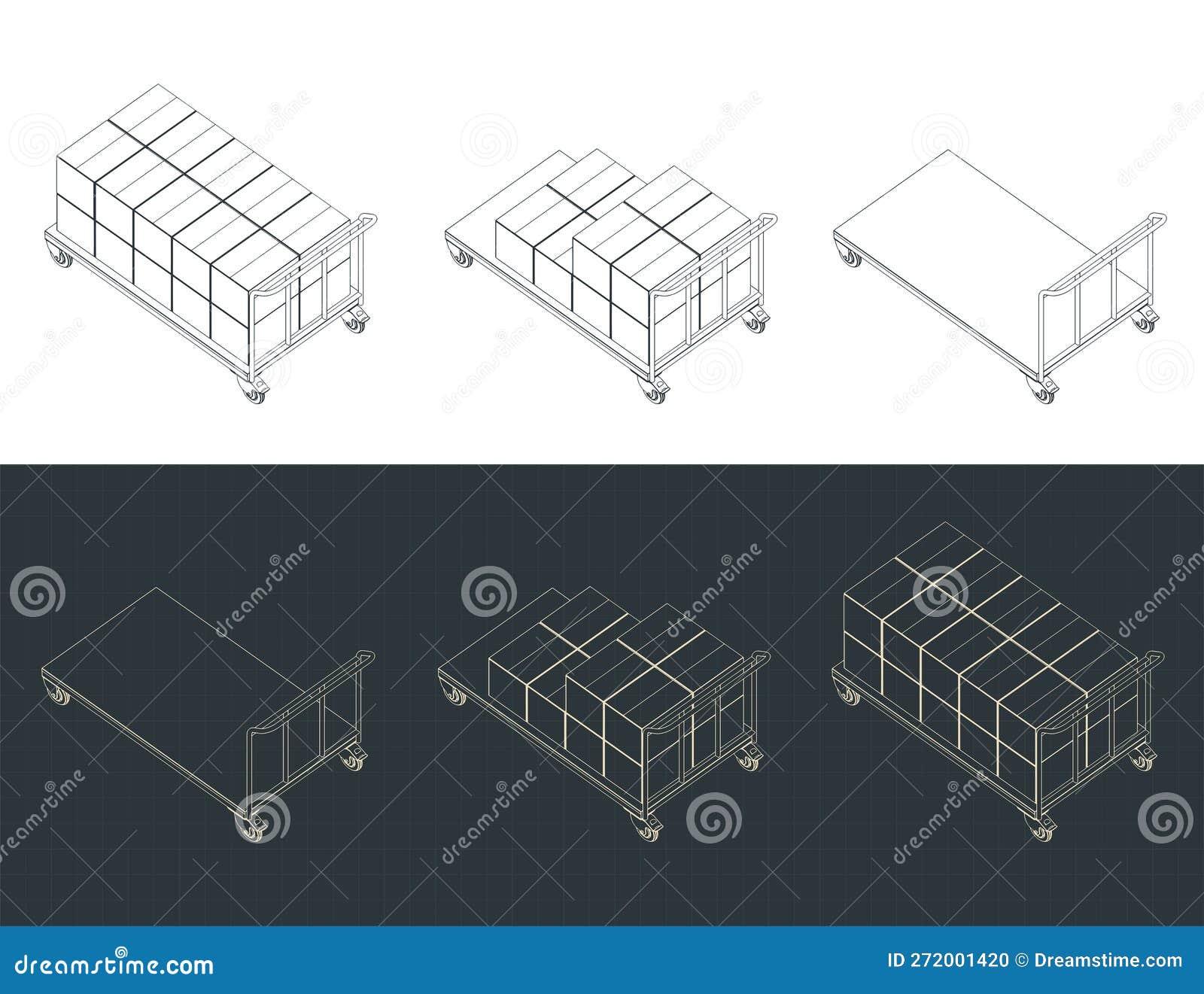 Platform Trolley Isometric Sketches Stock Vector - Illustration of ...