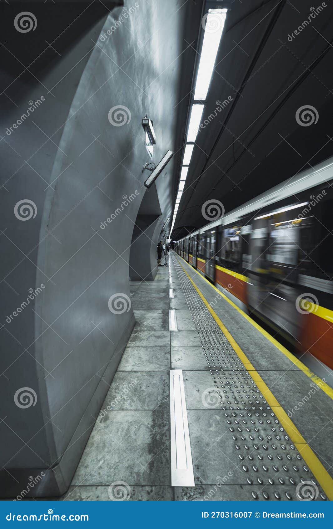Platform of Underground Station with Passing Train Stock Image - Image ...
