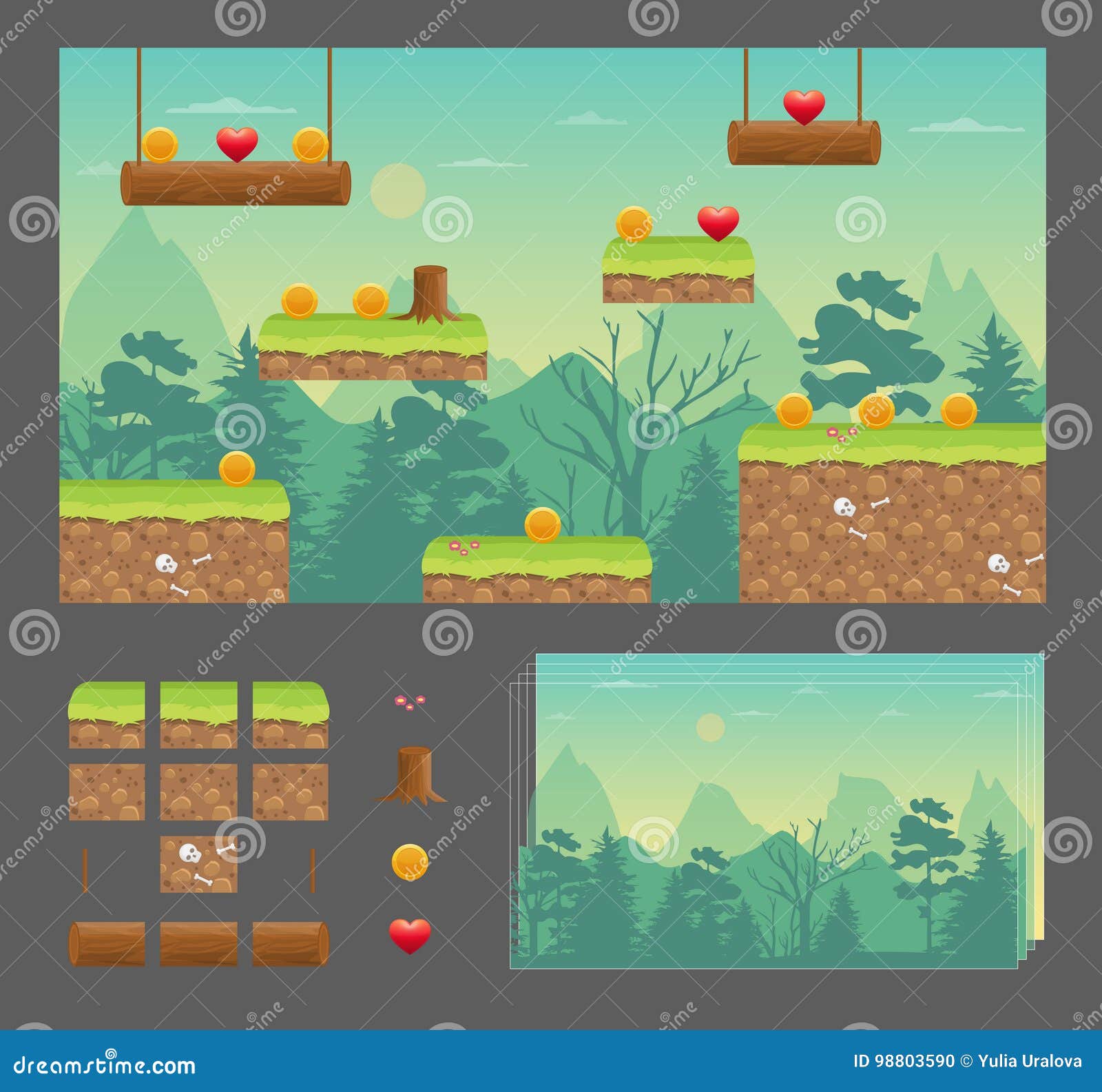 Platformer Game Design Set Stock Vector Illustration Of Environment