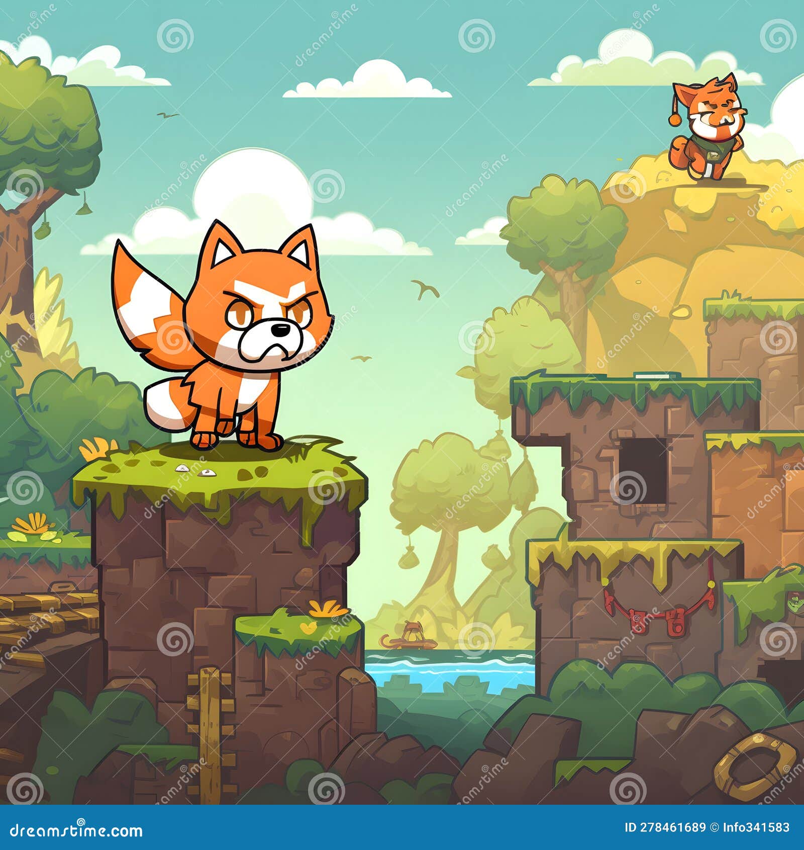 Platformer Game Featuring a Cute Animal Protagonist Color Generative AI ...
