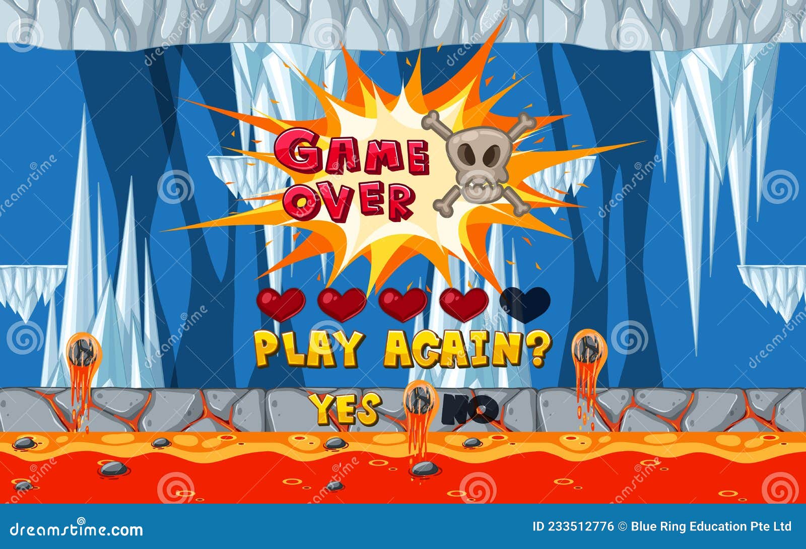Platformer Game Template with Ice Cave Stock Illustration ...