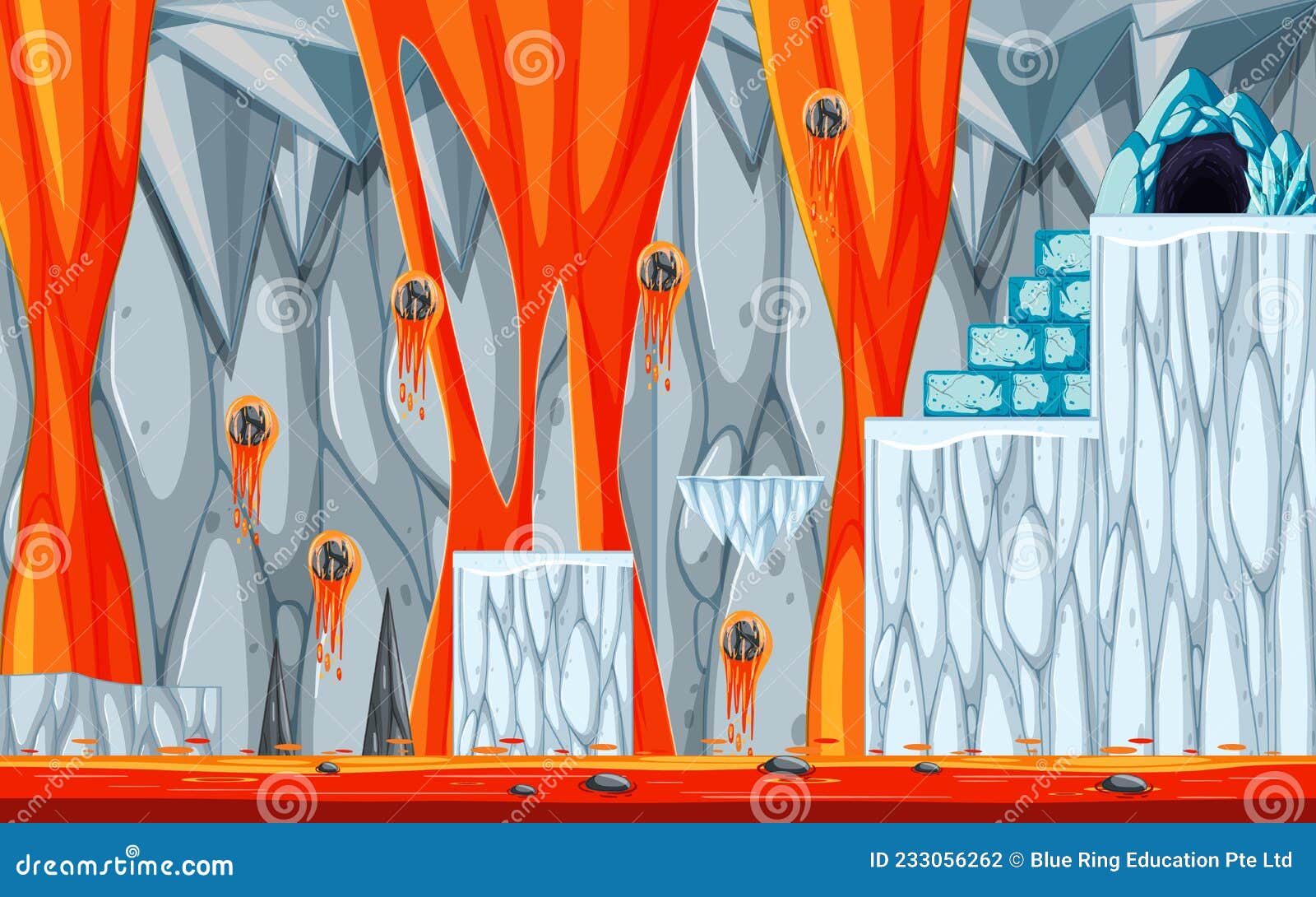 Platformer Game Template with Ice Cave Stock Vector - Illustration of ...