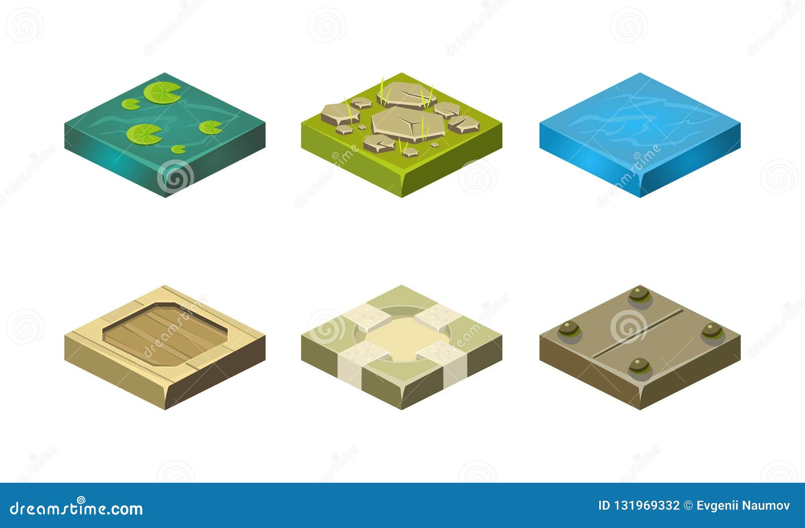 Platforms of Different Ground Textures Set, User Interface Assets for ...