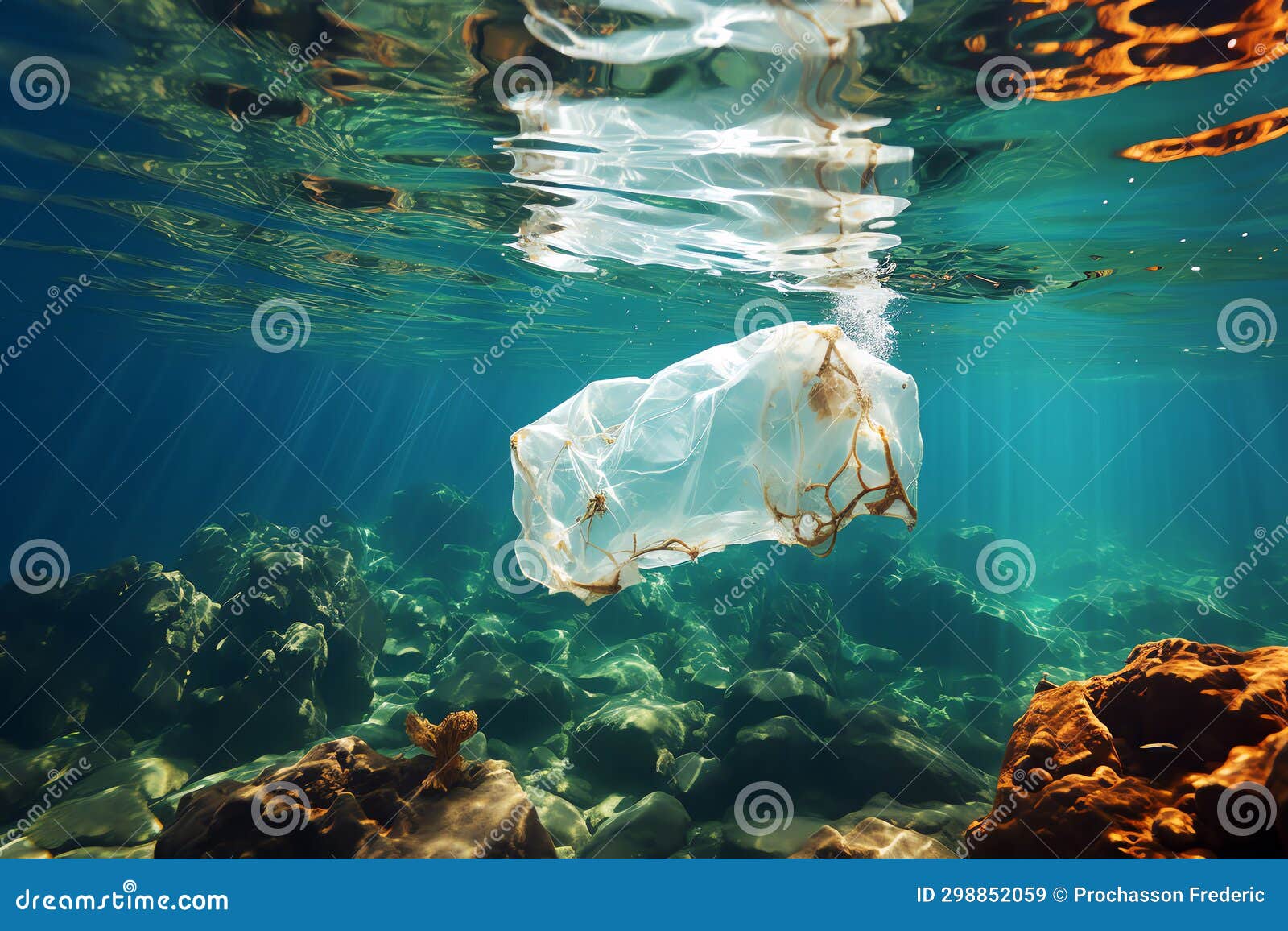 Platic Bag in the Sea, AI Generated Stock Illustration - Illustration ...