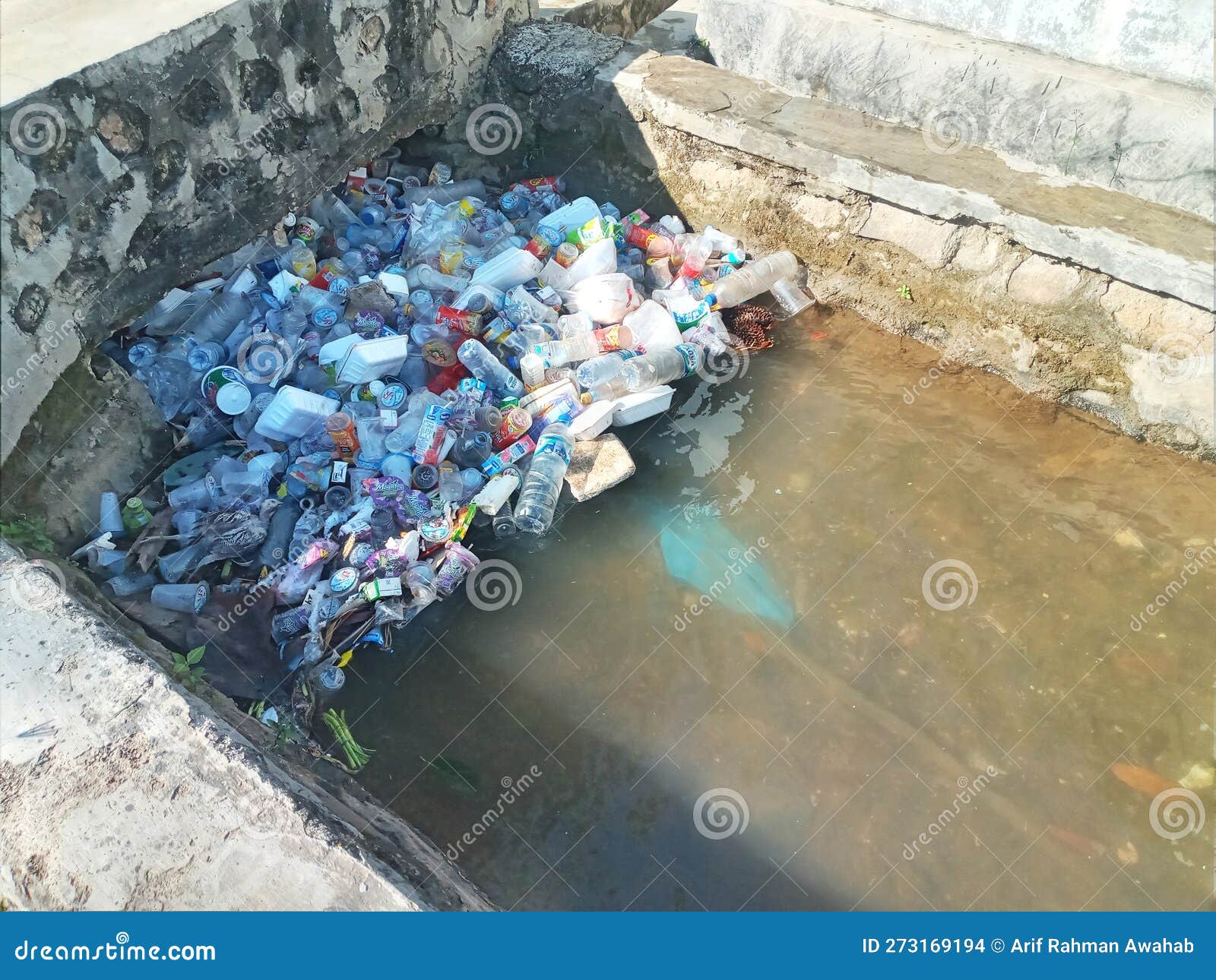 Plastic Waste and Bottles in the Gutter Stock Photo - Image of ...