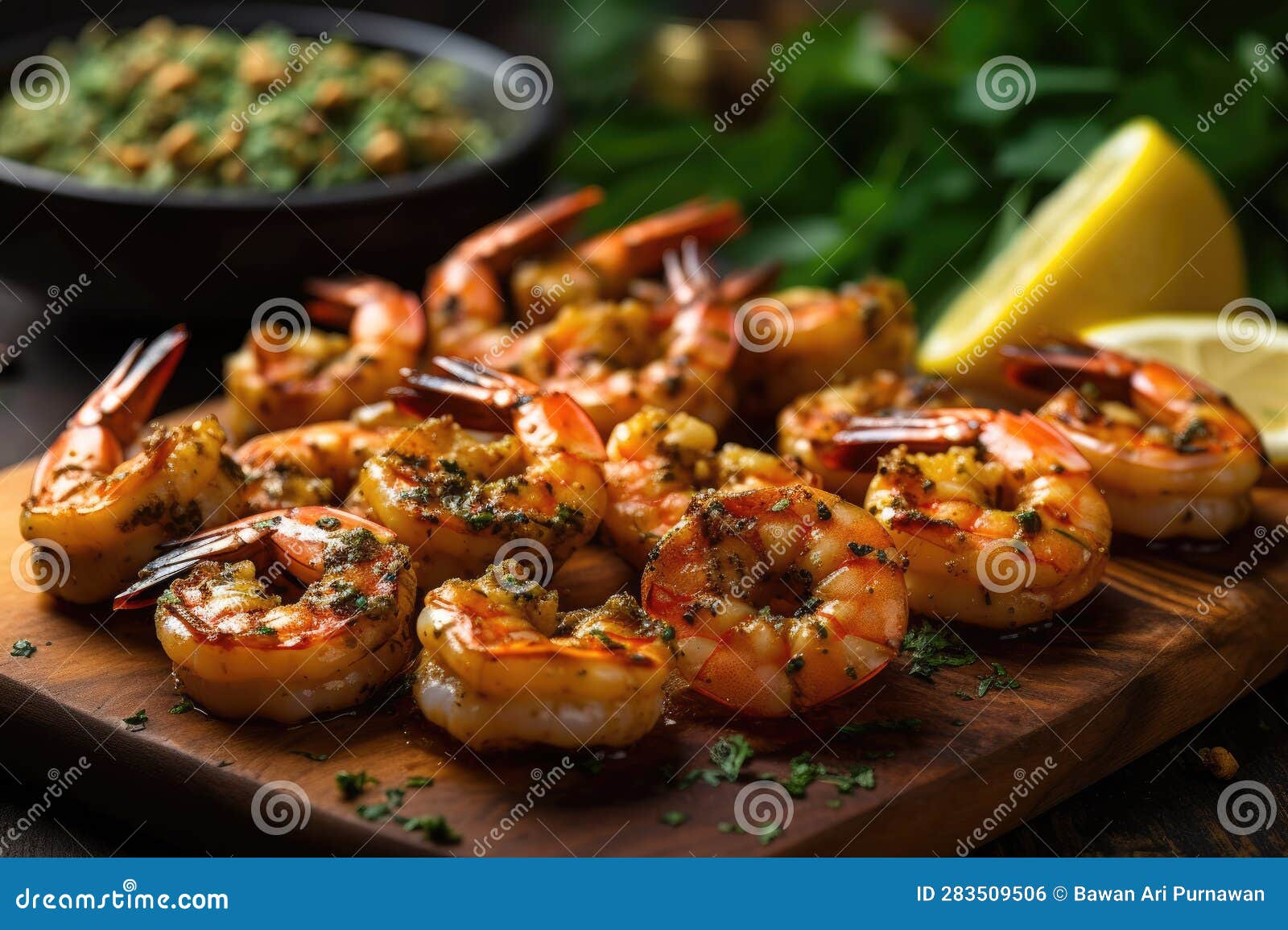 Plating Design of Grilled Shrimp on the Table Stock Illustration ...