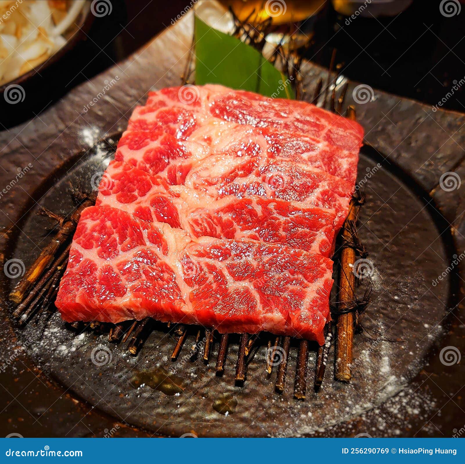 Plating slice of raw beefs stock image. Image of beefs - 256290769