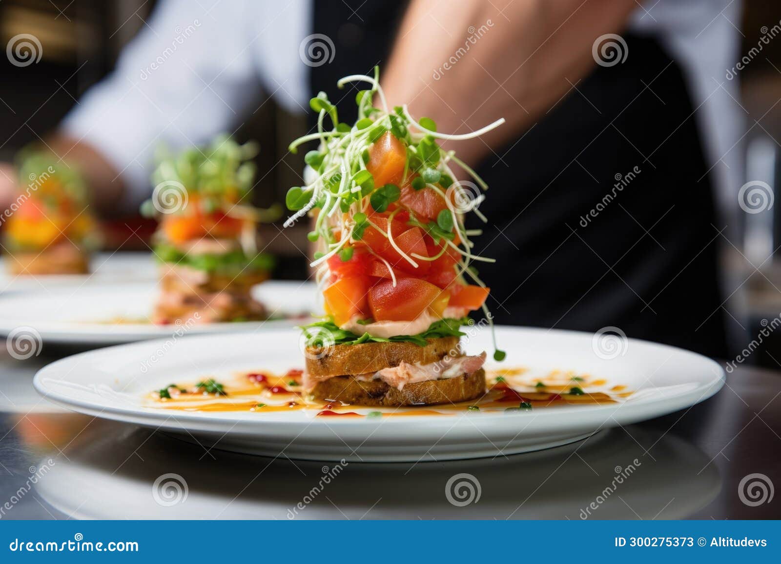 Plating a Stack of Freshly Made Tomato Bruschetta Stock Image - Image ...