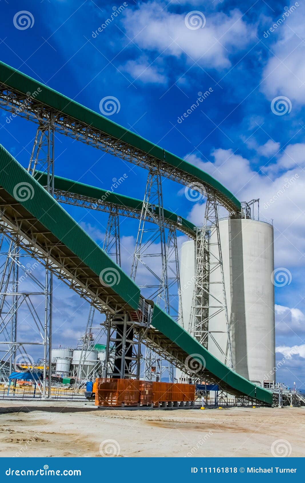 Big Silos, Belt Conveyors And Mining Equipment In A Quarry. Quarrying ...