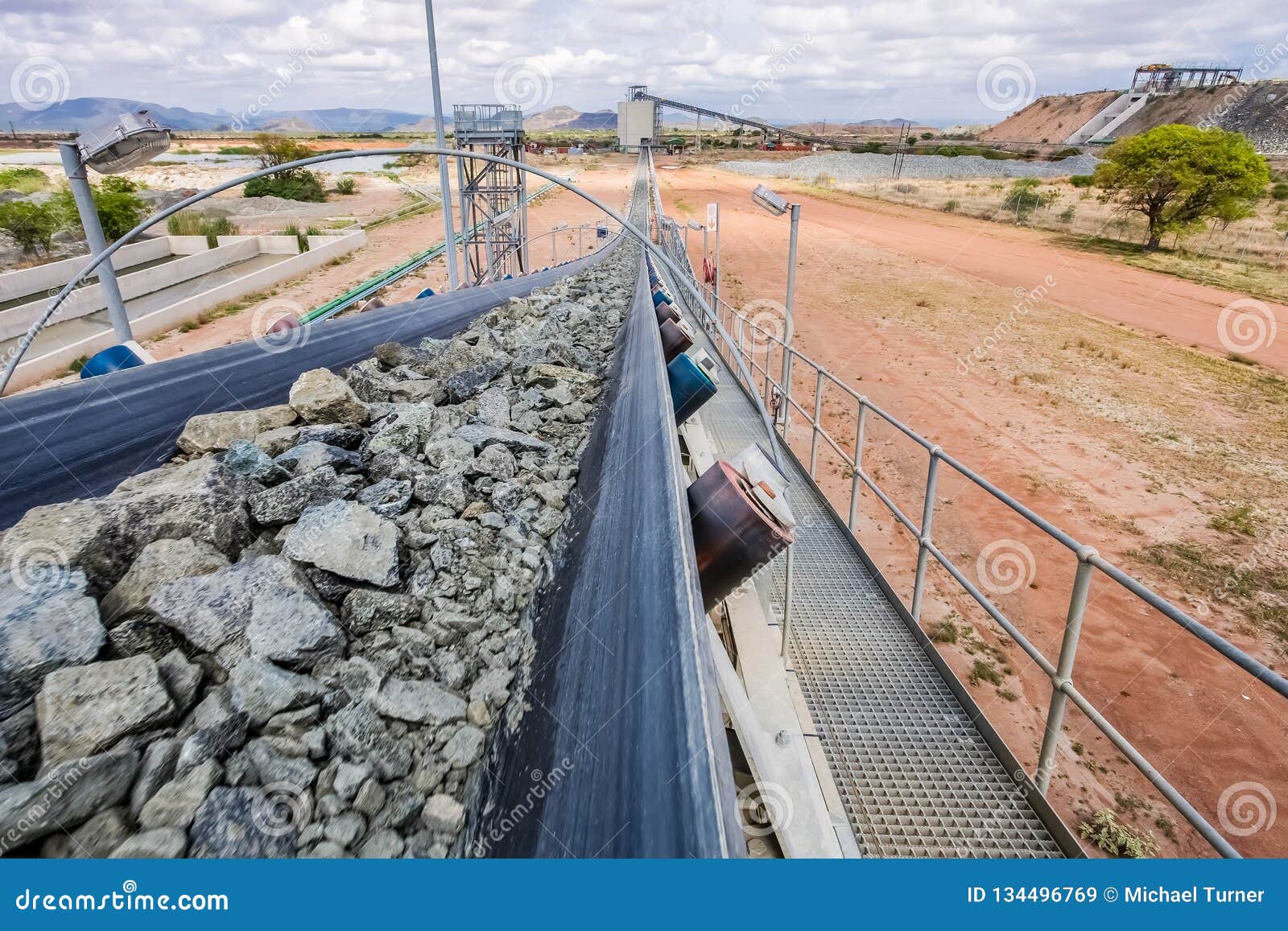 Platinum Mining And Processing Of Ore, Conveyor Belt Transporting Ore ...