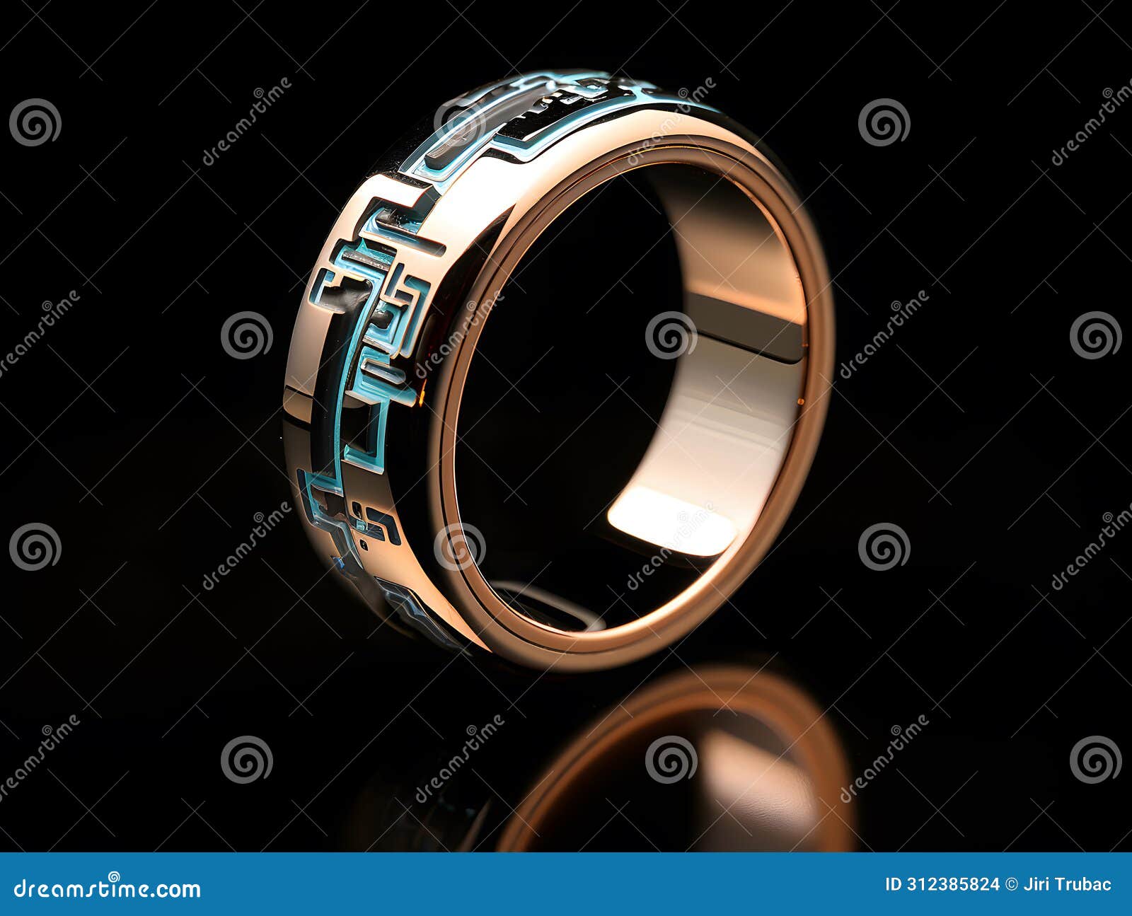 A Platinum Smart Ring Equipped with an Electronic Circuit Stock ...
