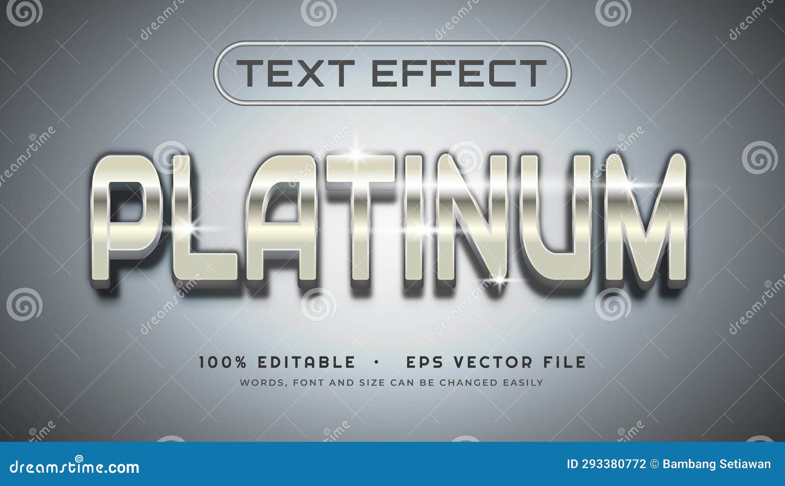 Platinum Text Effect in Eps Vector File Stock Vector - Illustration of ...