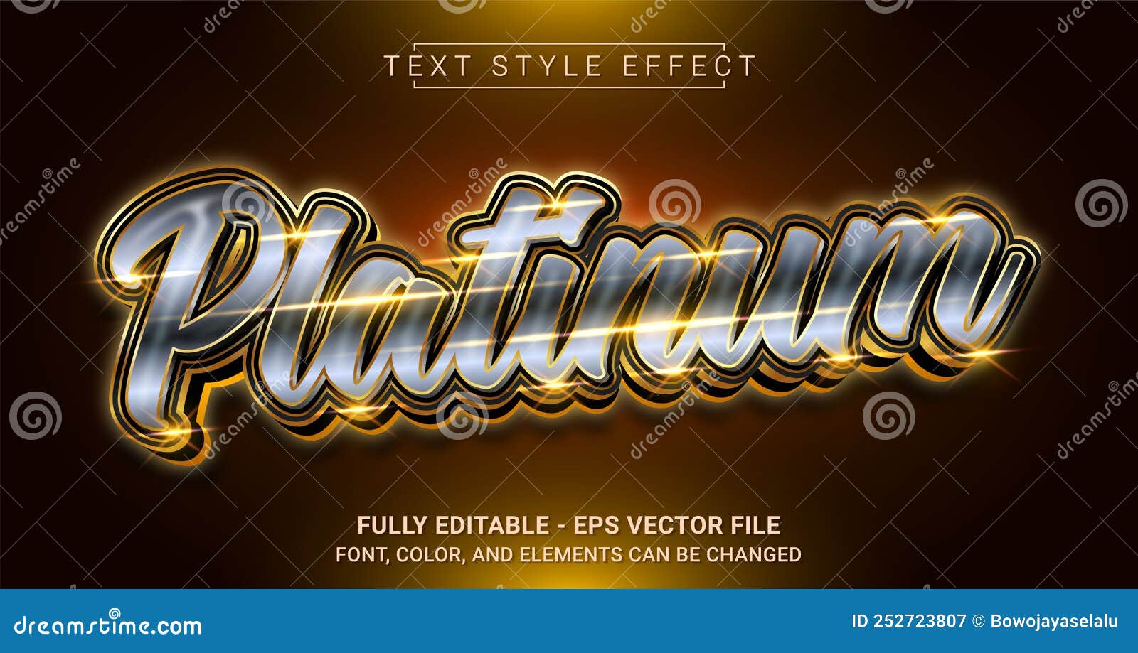 Platinum Text Style Effect. Editable Graphic Text Template Stock Vector ...