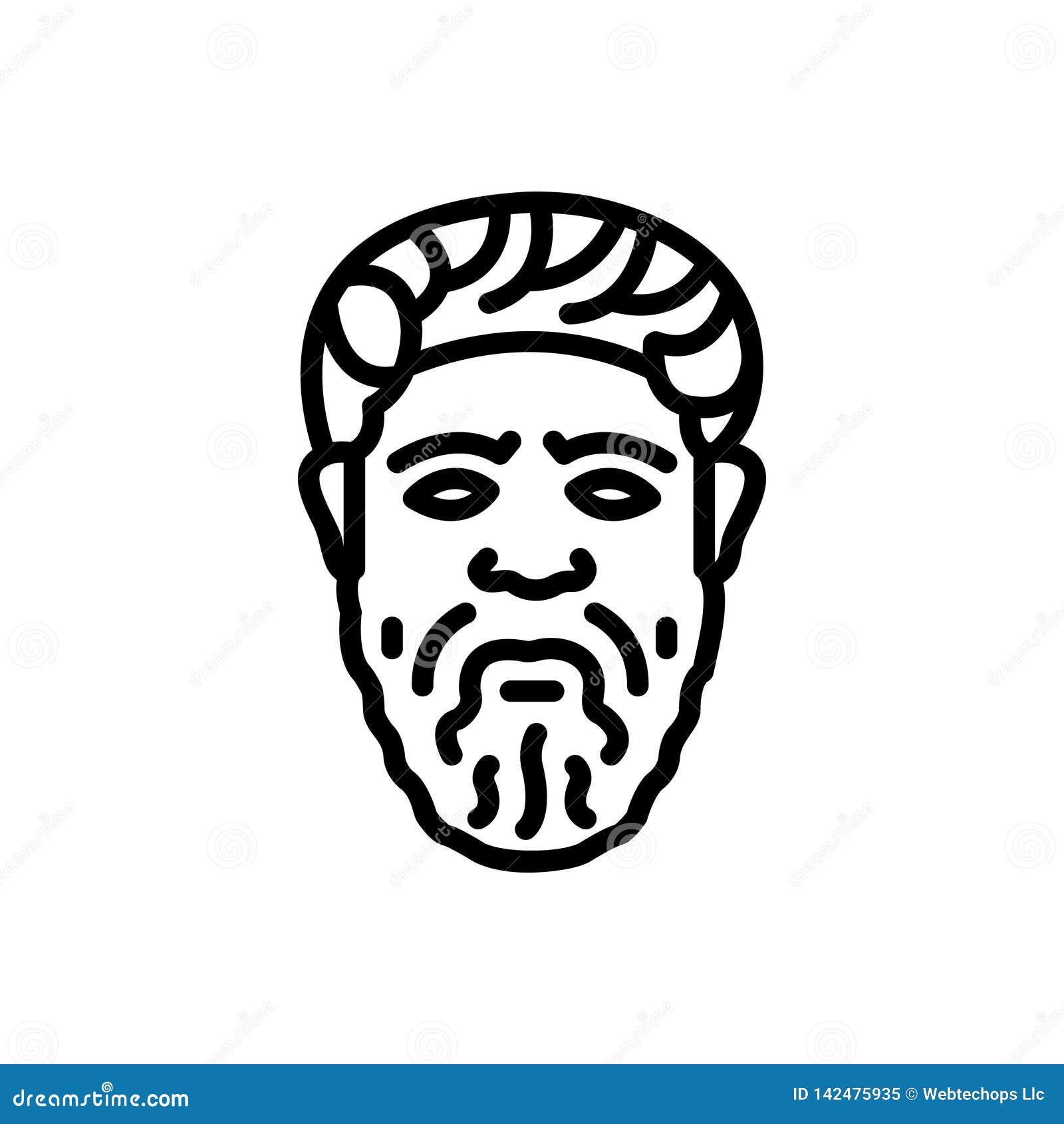 Black Socrates Icon Isolated On White Background. Sokrat Ancient Greek ...