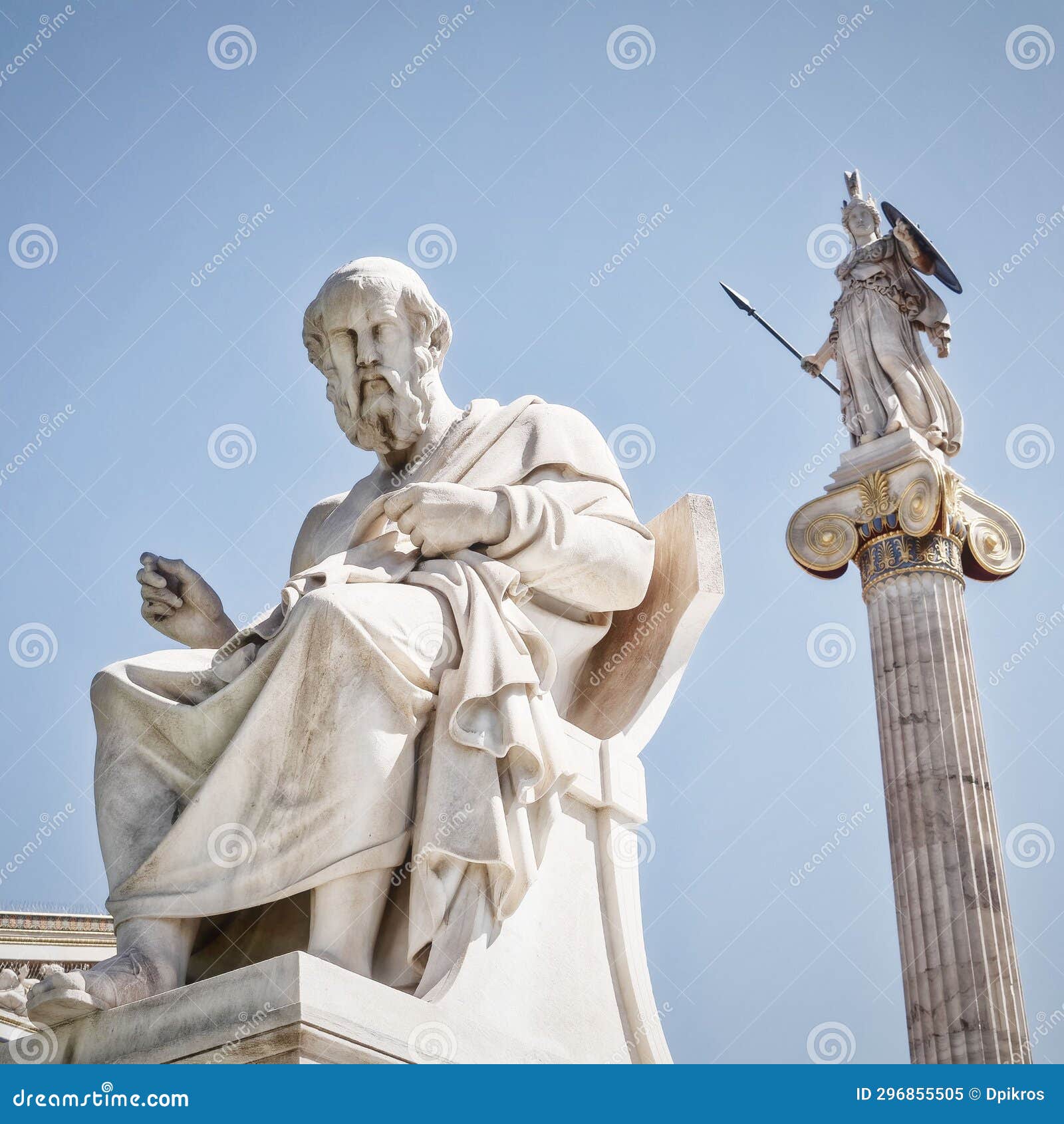 Plato, the Philosopher and Athena, Goddess of Knowledge and Wisdom ...