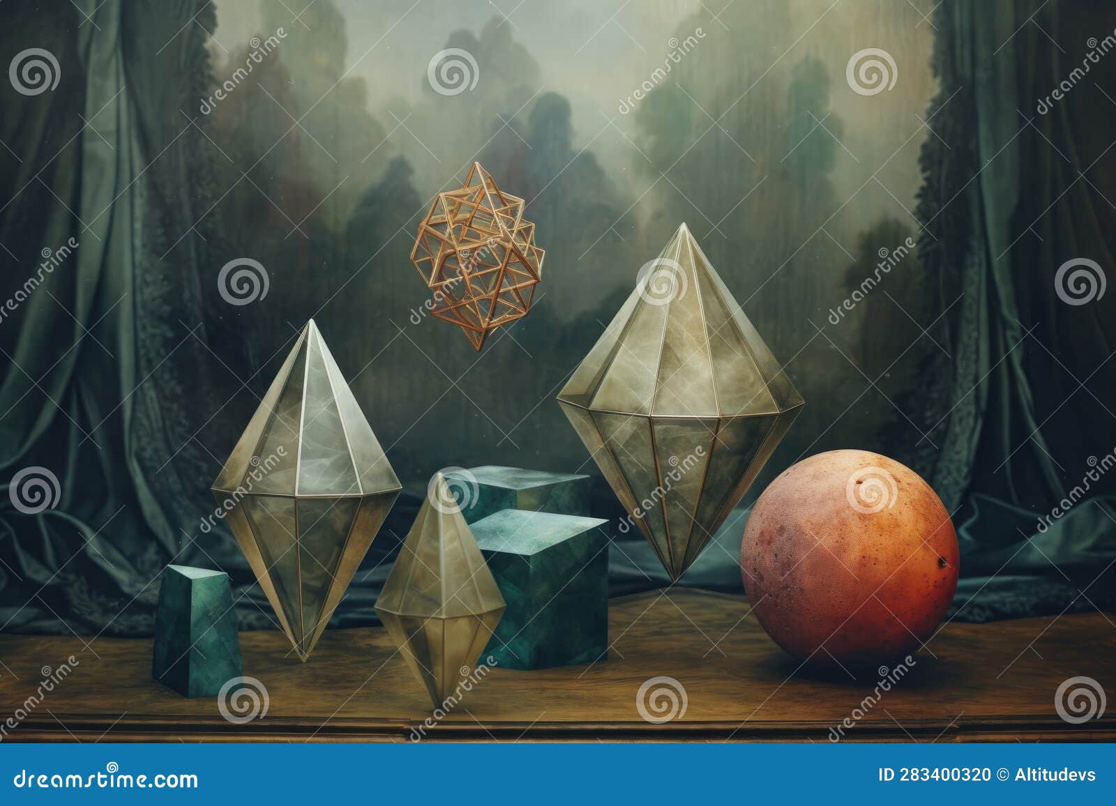 Platonic Solids Set on a Mystical Backdrop Stock Illustration ...