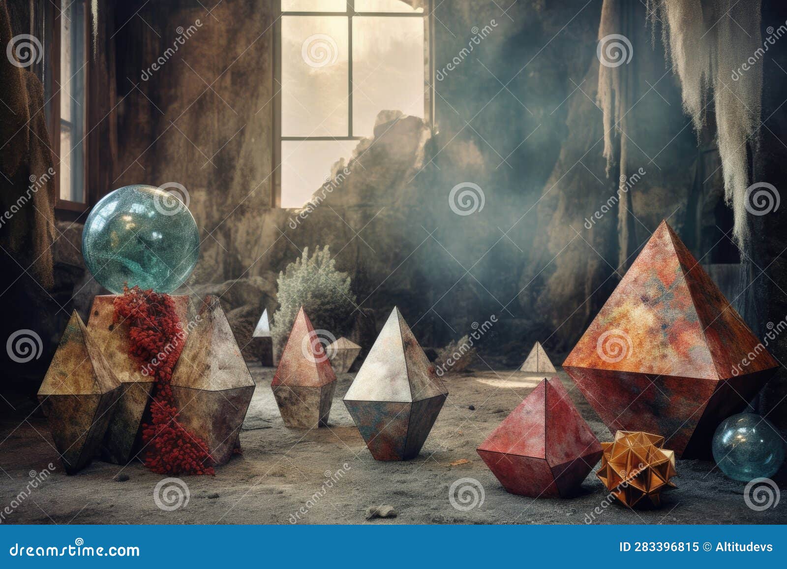 Platonic Solids Set on a Mystical Backdrop Stock Image - Image of ...