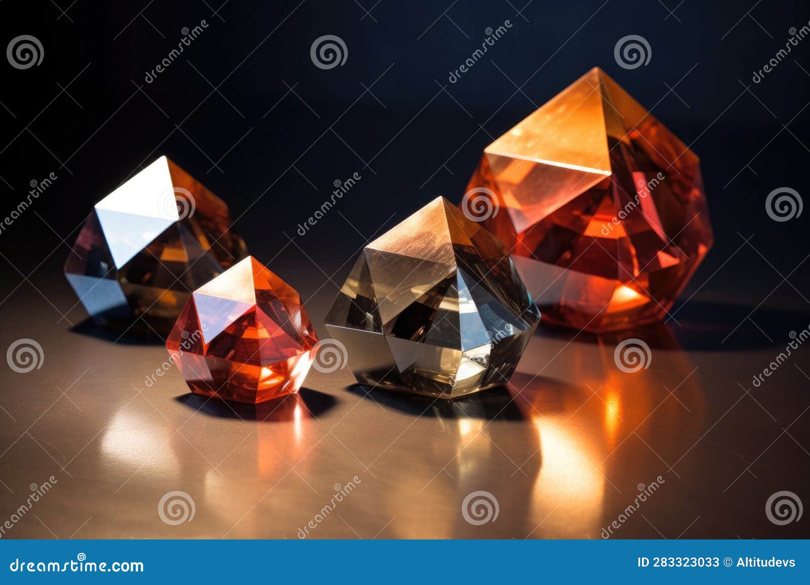 Platonic Solids Set on a Reflective Surface Stock Illustration ...